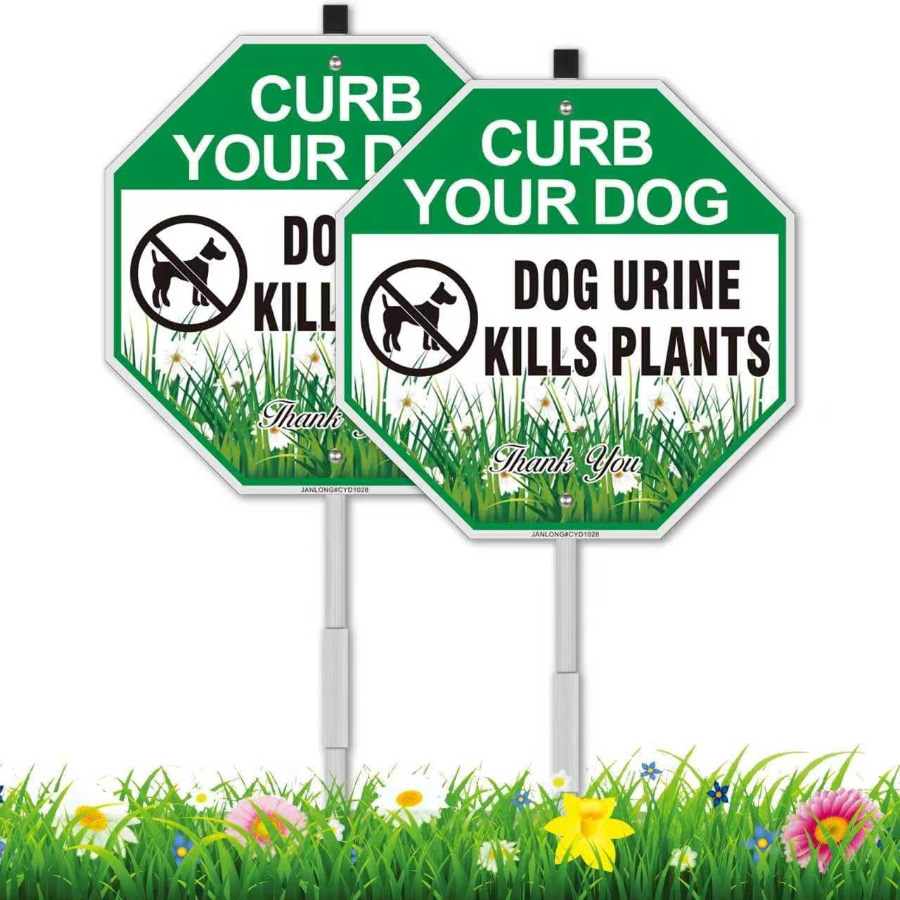 Dog Urine Kills Plants Sign-2 Pack, Curb Your Dog Signs for Yard with ...