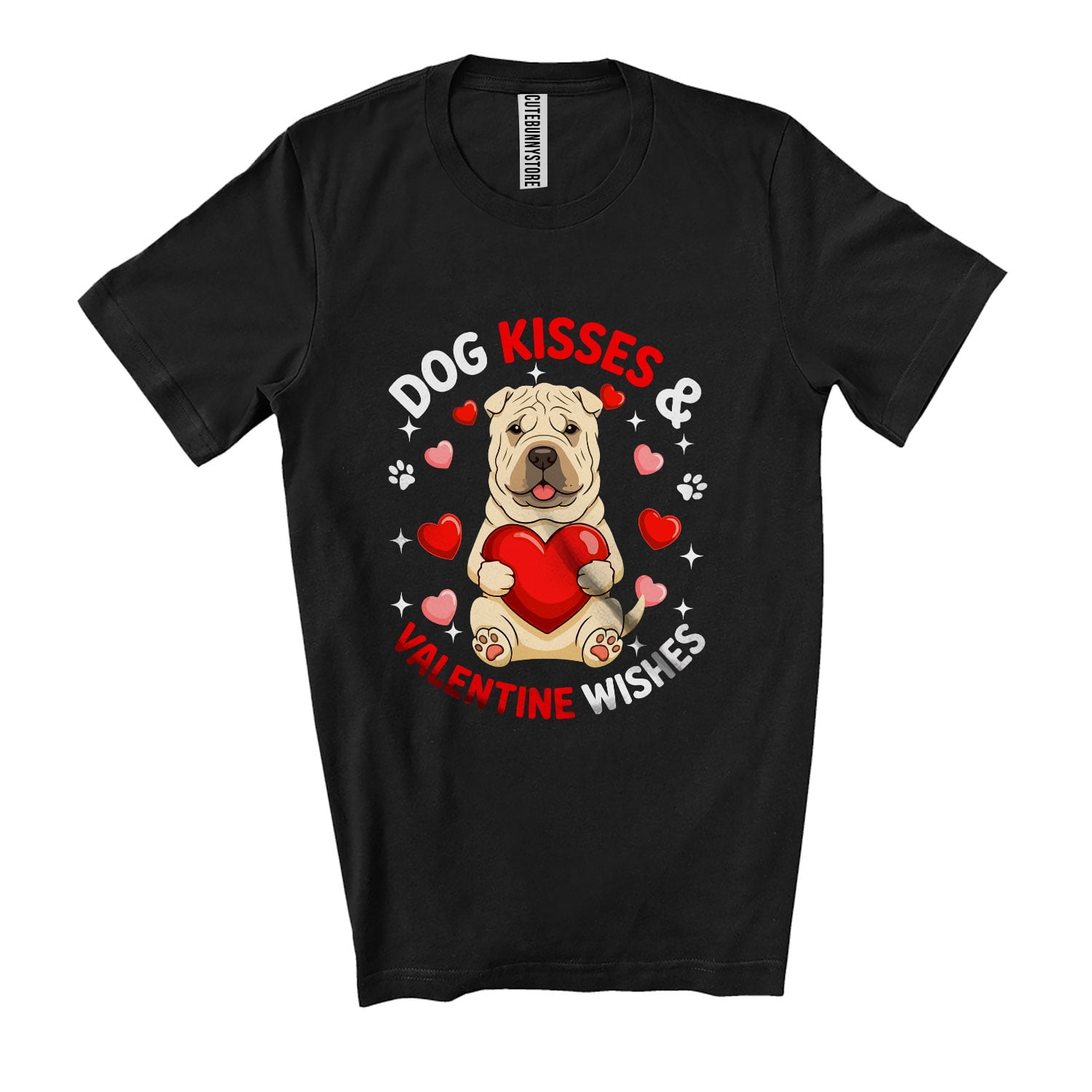 Dog Valentine Kisses Wishes; Lovely Shar-Pei Hugging Heart Lover Owner ...