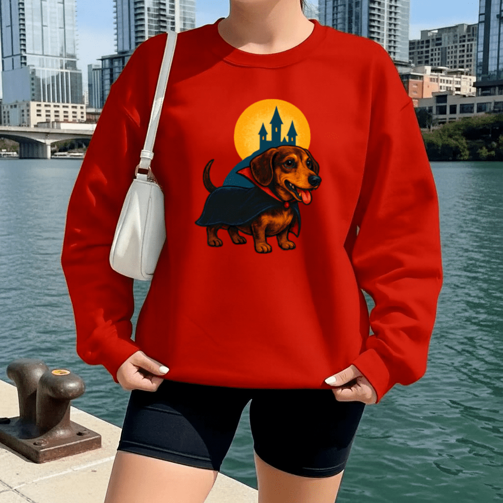 Dog Vampire Halloween Dachshund Pop Art Realistic Sweatshirt, up to ...