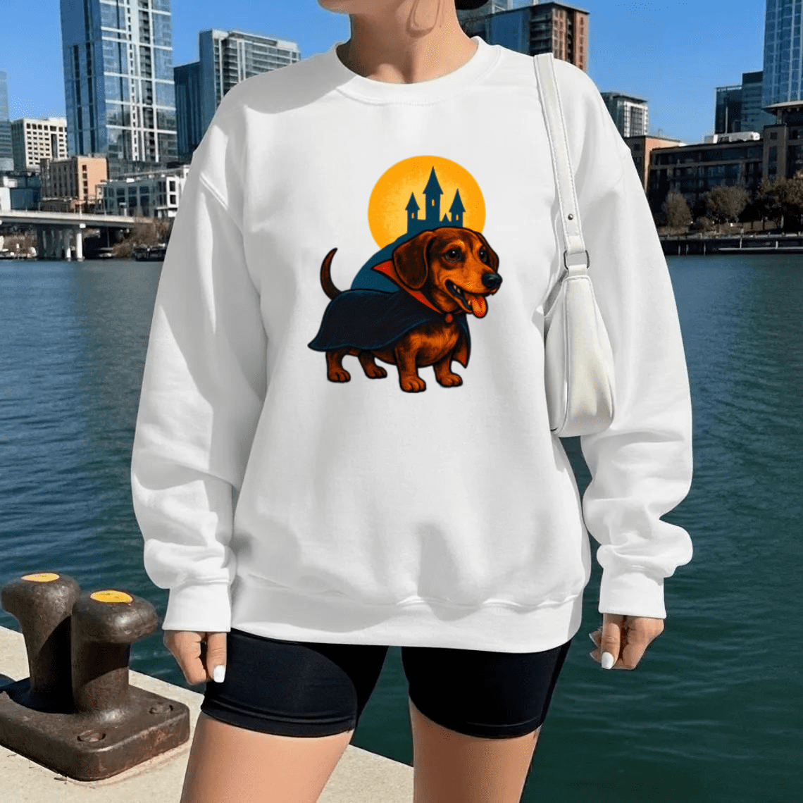 Dog Vampire Halloween Dachshund Pop Art Realistic Sweatshirt, up to ...