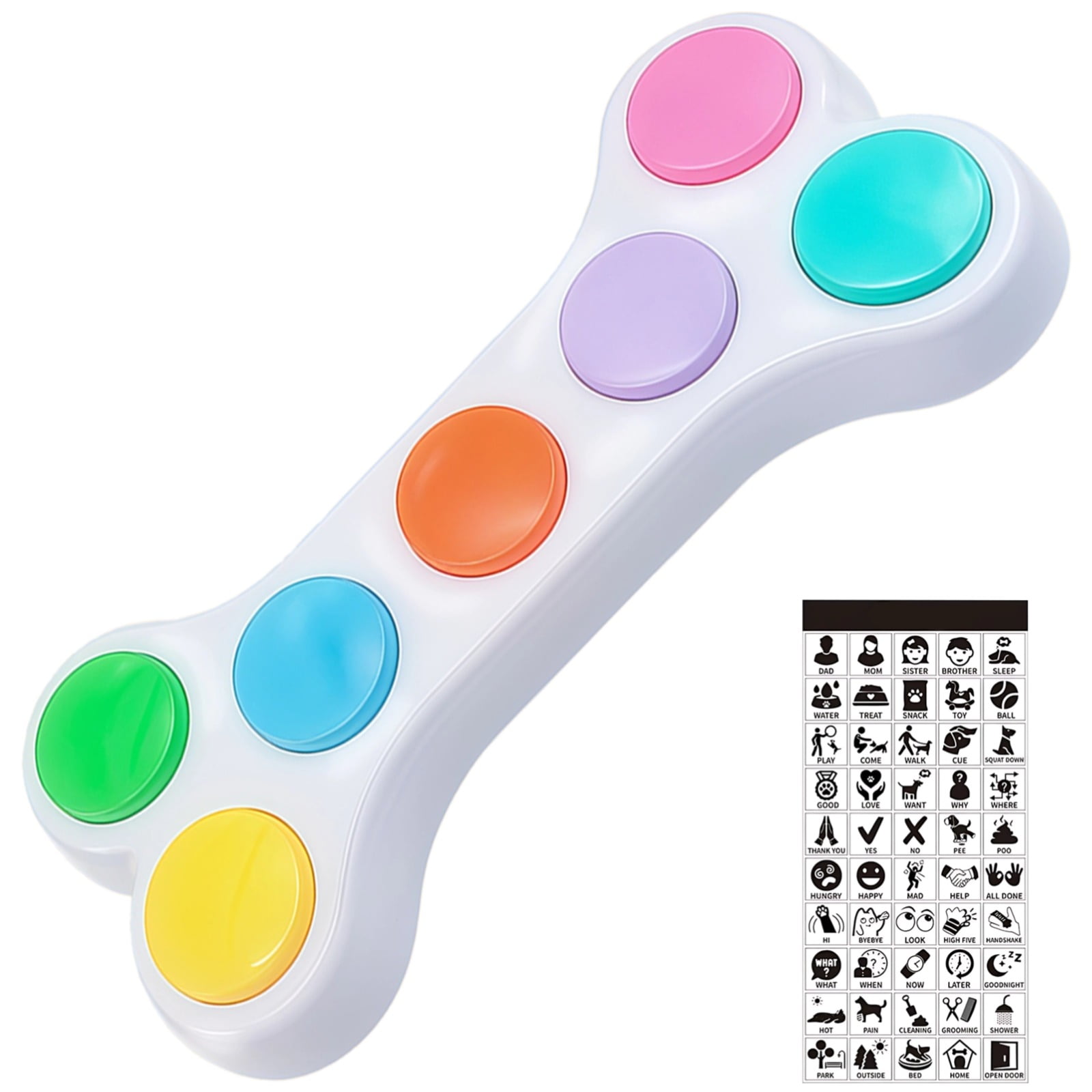 Dog Voice Command Buttons, 7-in-1 Pet Talking Buttons for Communication Dog, Recordable Buttons ...