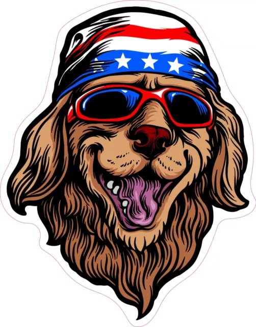 Dog W/American Flag Printed Dew Rag Sticker Window Decal Multiples ...
