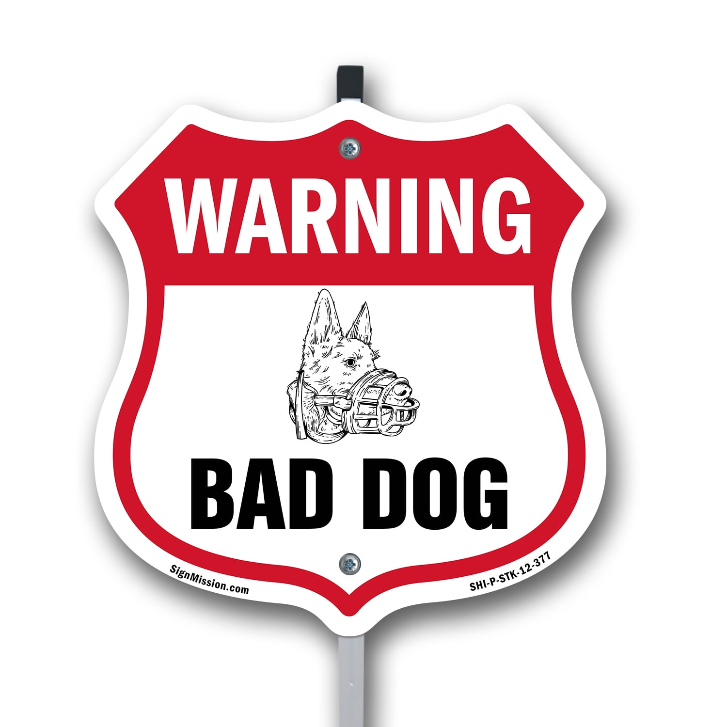 Dog Warning Shield Sign Bad Dog 12 inch X 12 inch Shield Shaped ...