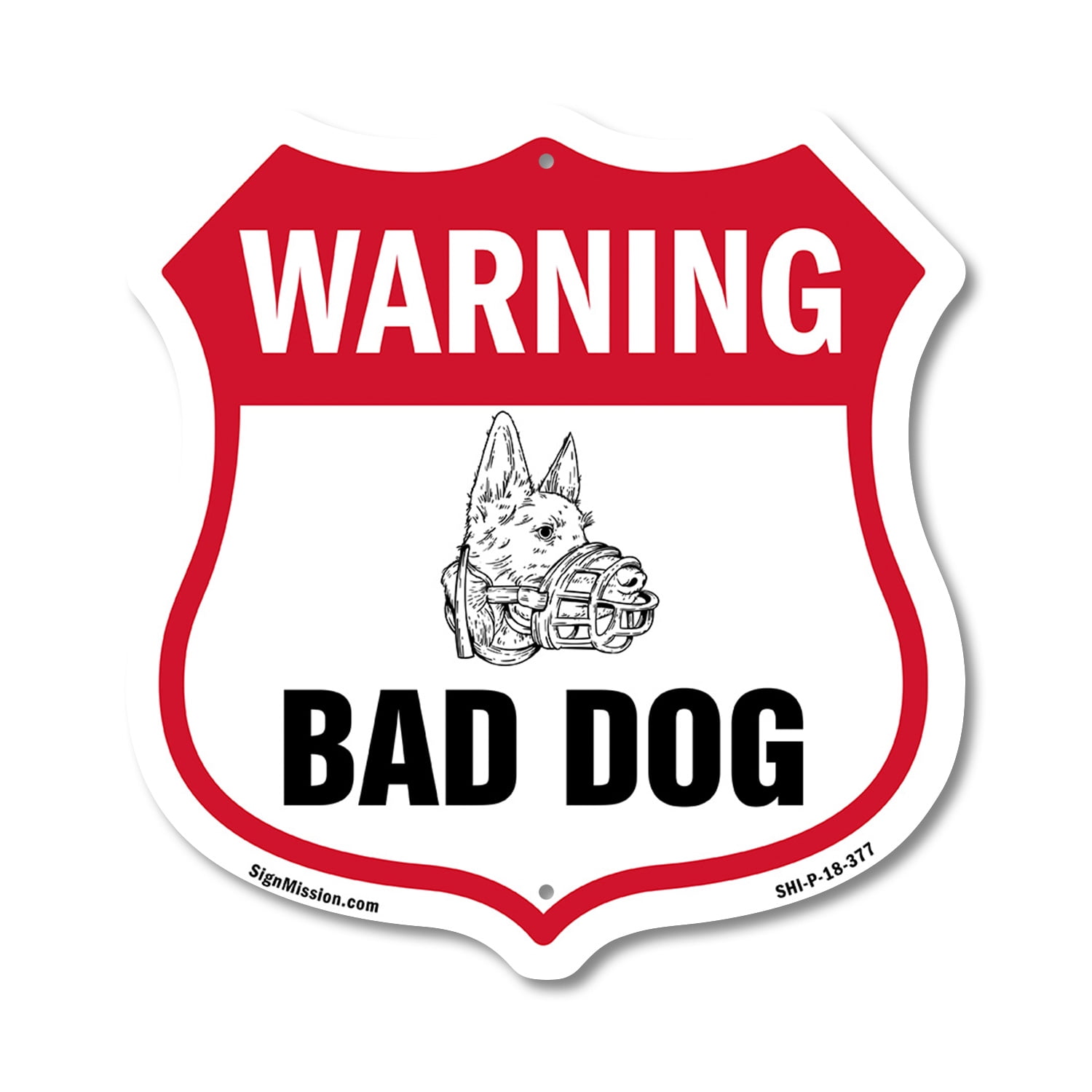 Dog Warning Shield Sign Bad Dog 18 inch X 18 inch Shield Shaped ...
