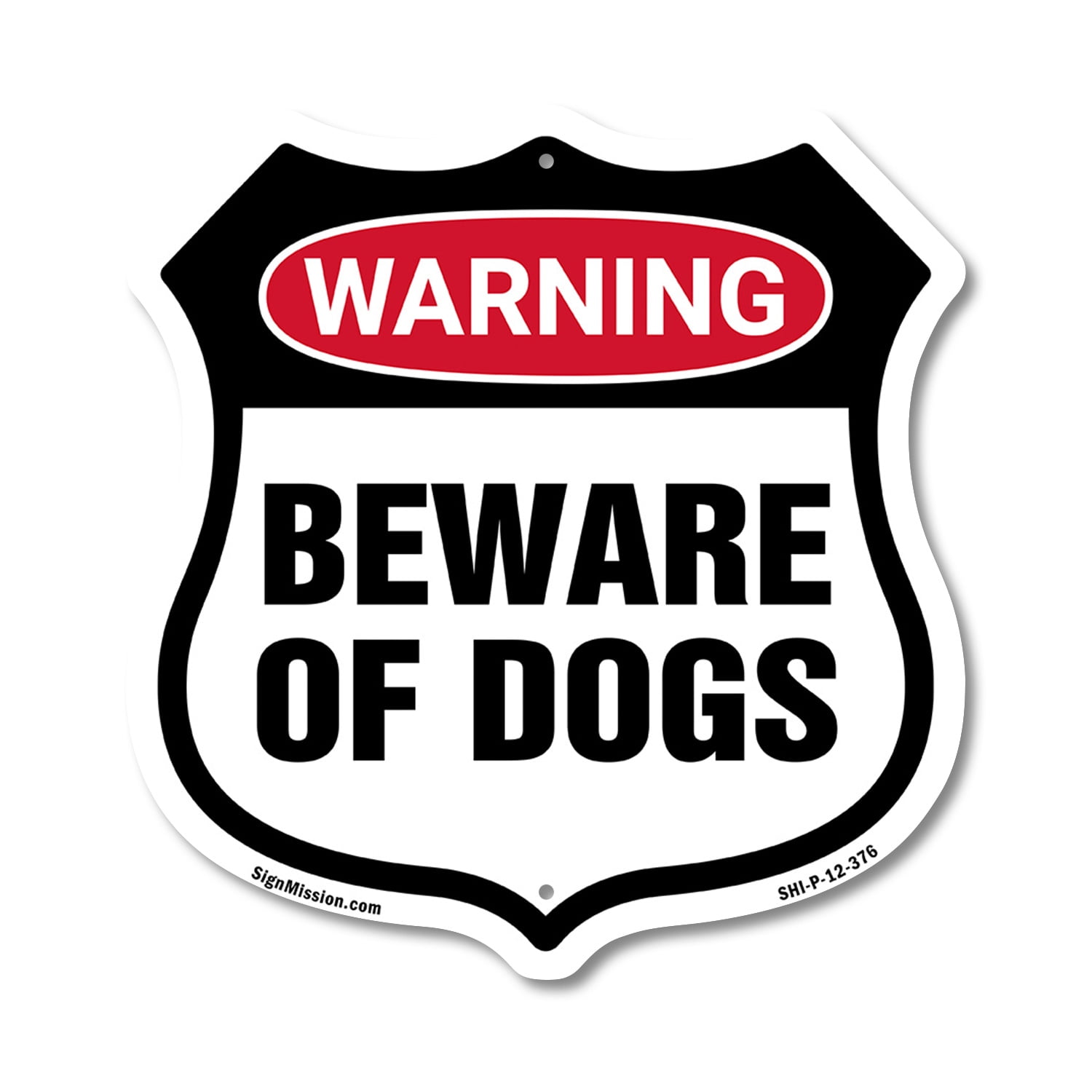 Dog Warning Shield Sign Beware Of Dogs 12 inch X 12 inch Shield Shaped ...