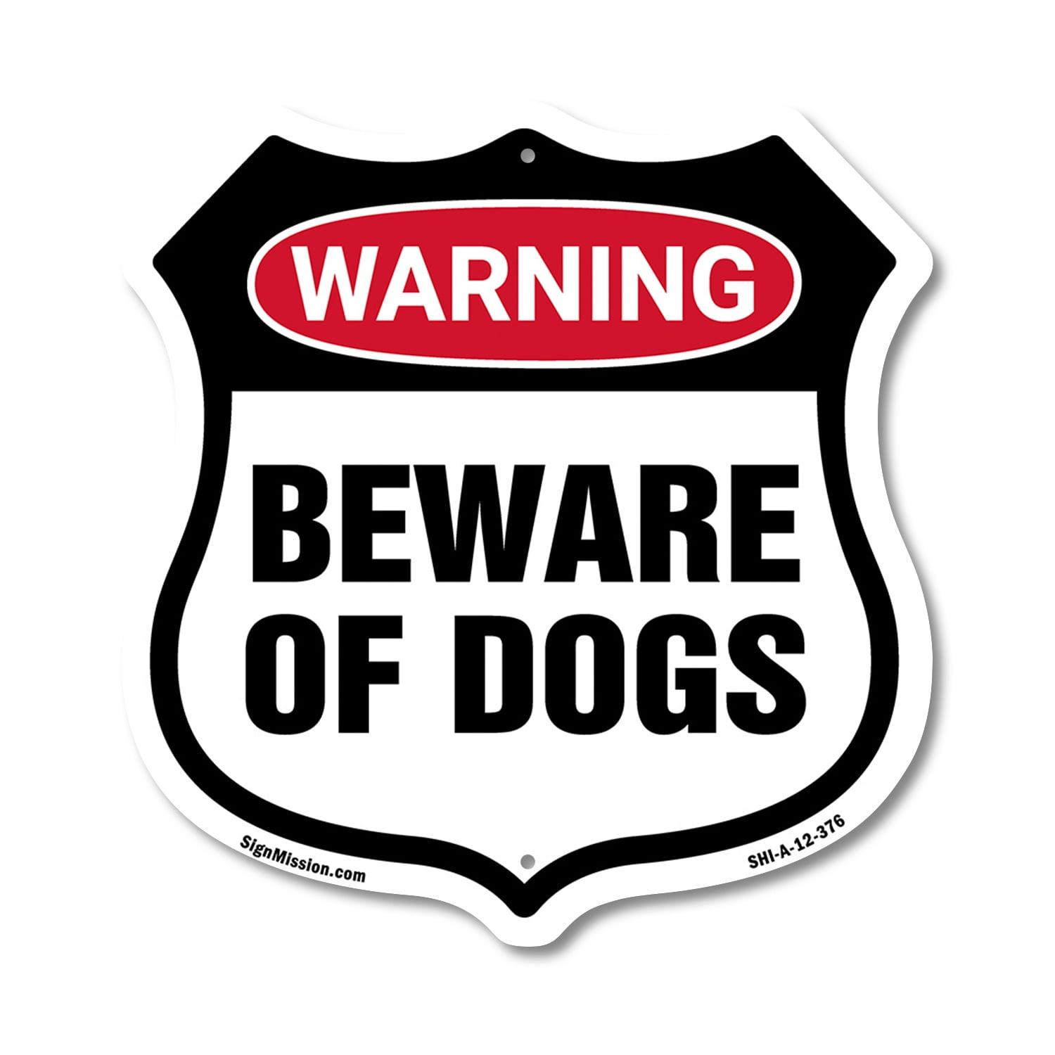 Dog Warning Shield Sign Beware Of Dogs 12 inch X 12 inch Shield-Shaped ...