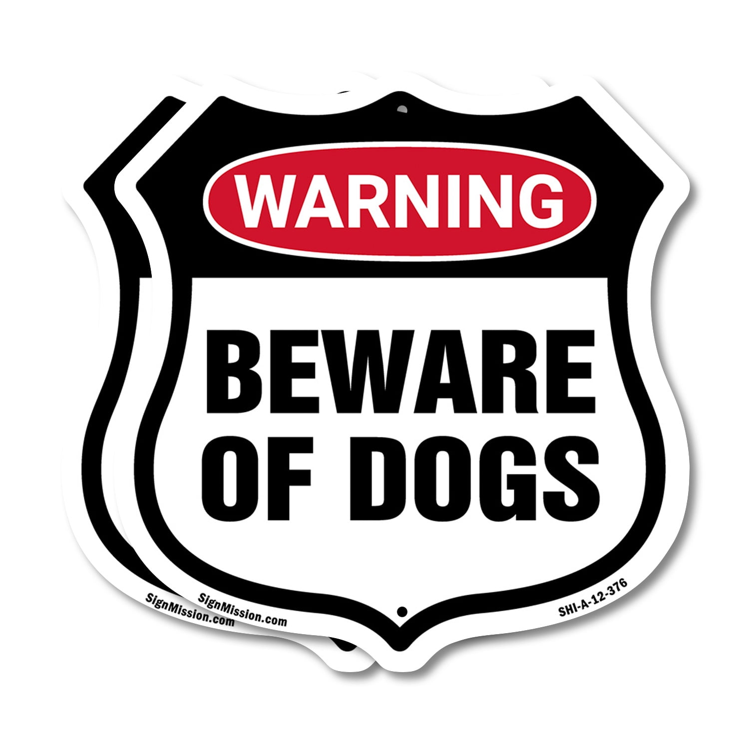 Dog Warning Shield Sign Beware Of Dogs (2 Pack) 12 inch X 12 inch ...