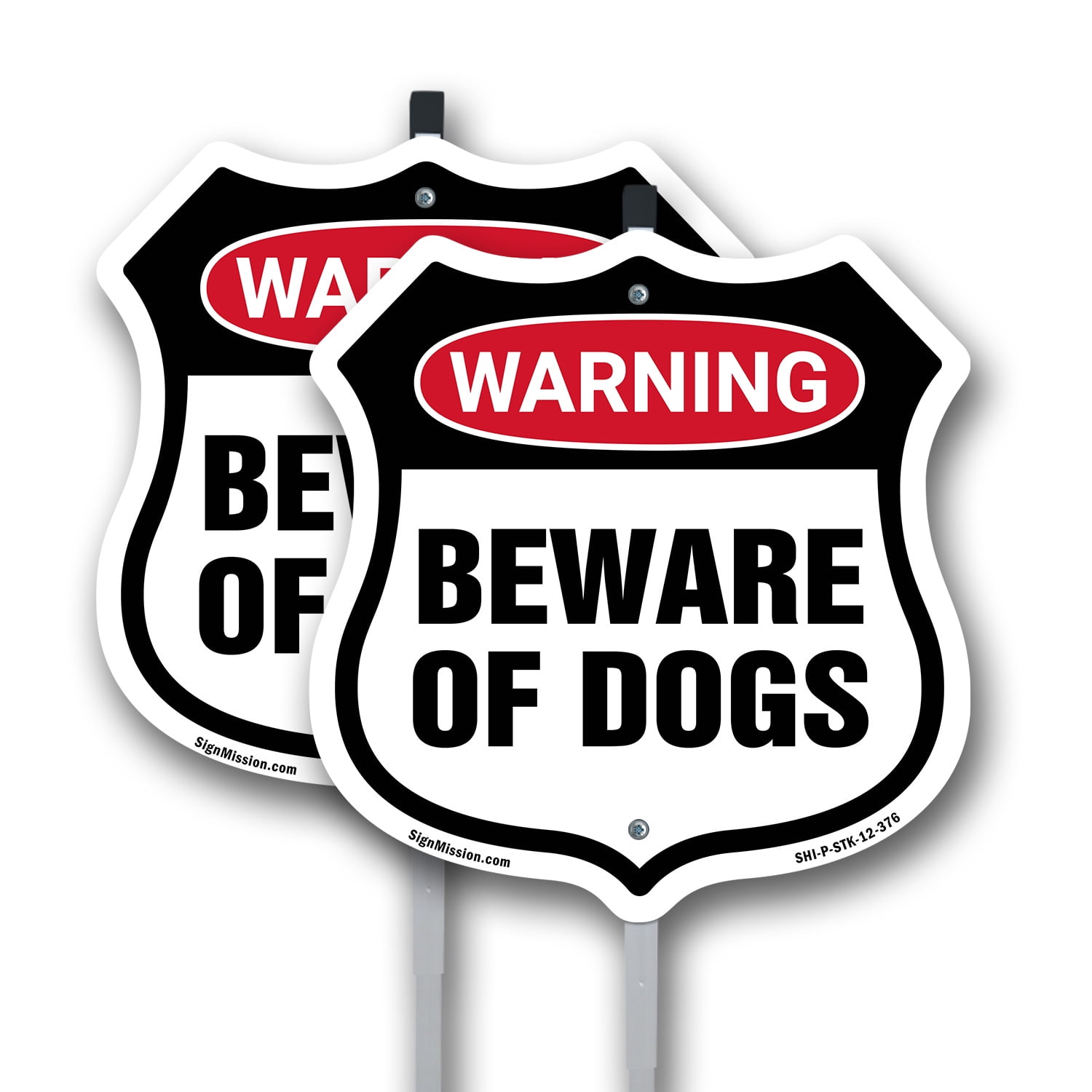Dog Warning Shield Sign Beware Of Dogs (2 Pack) 12 inch X 12 inch ...