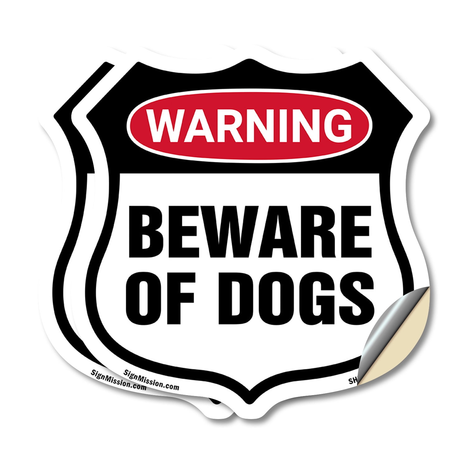 Dog Warning Shield Sign Beware Of Dogs (2 Pack) 18 inch X 18 inch ...