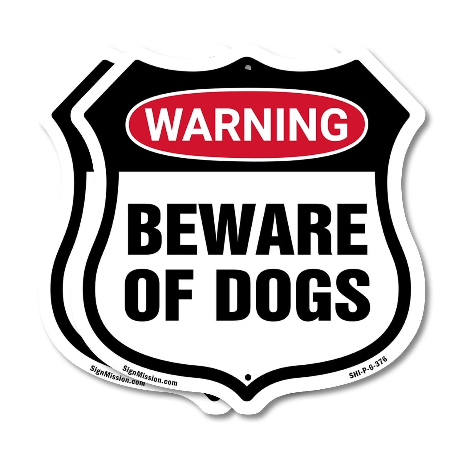 Dog Warning Shield Sign Beware Of Dogs (2 Pack) 6 inch X 6 inch Shield ...