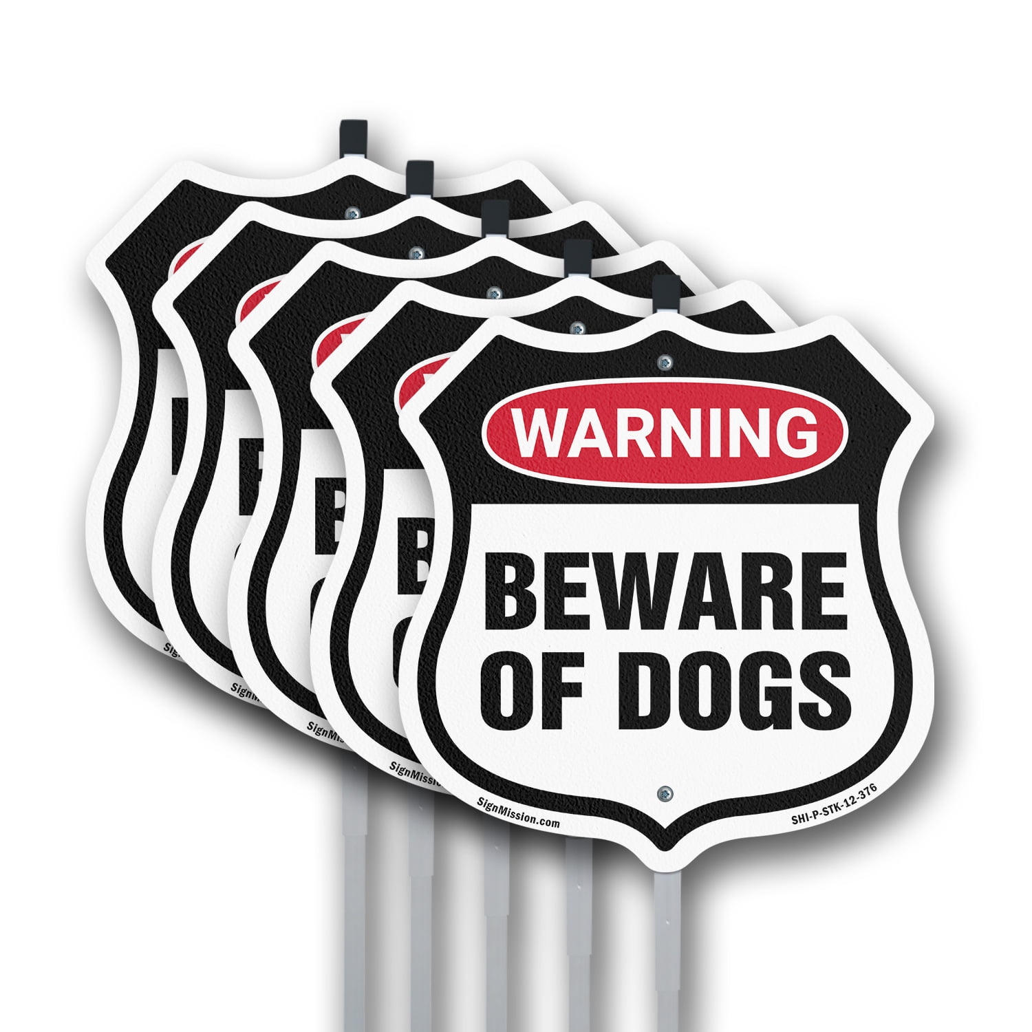Dog Warning Shield Sign Beware Of Dogs (5 Pack) 12 inch X 12 inch ...