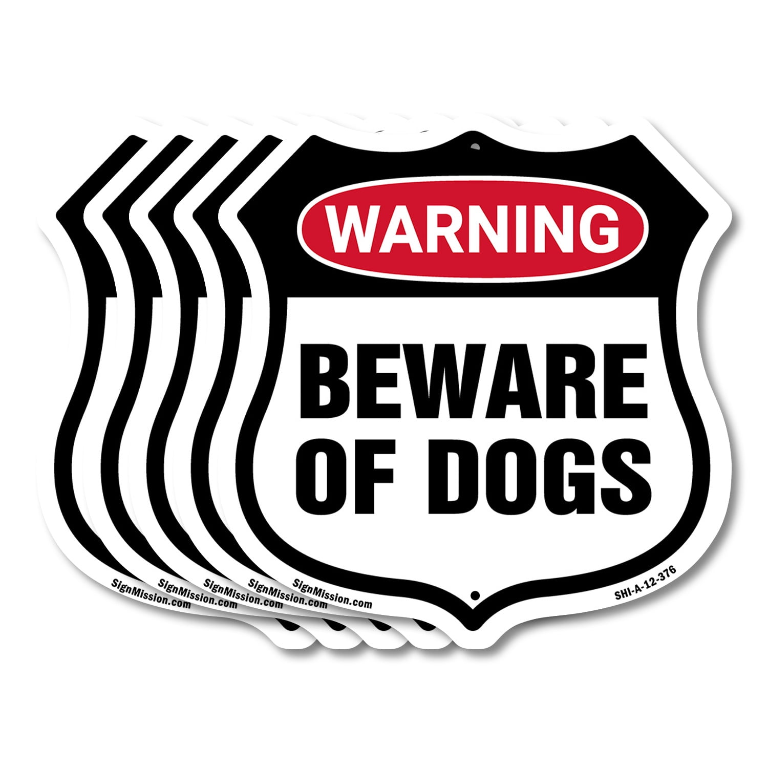 Dog Warning Shield Sign Beware Of Dogs (5 Pack) 12 inch X 12 inch ...