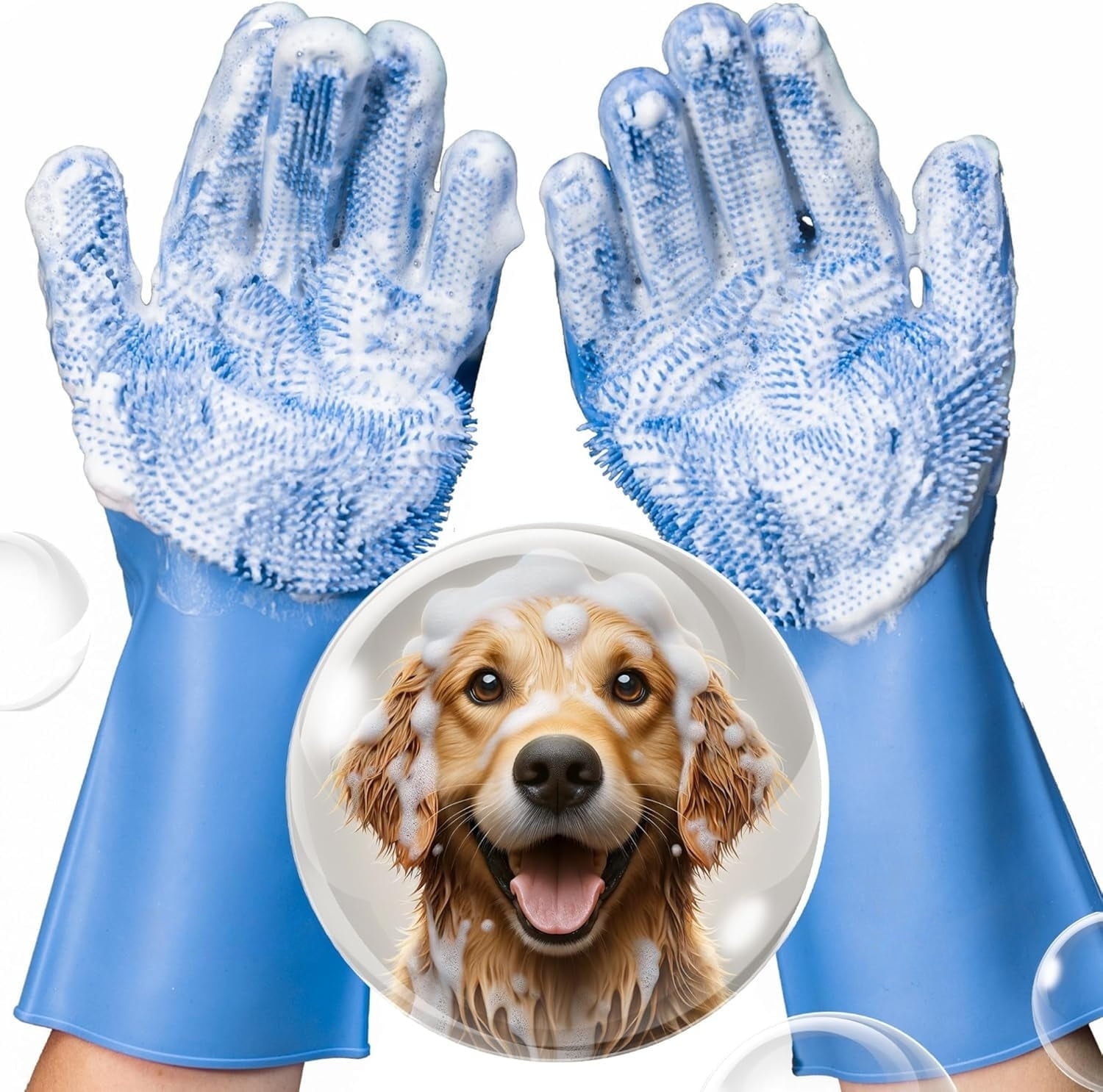 Dog Washing Gloves with Bristle Scrubbers, Reusable Silicone Gloves ...