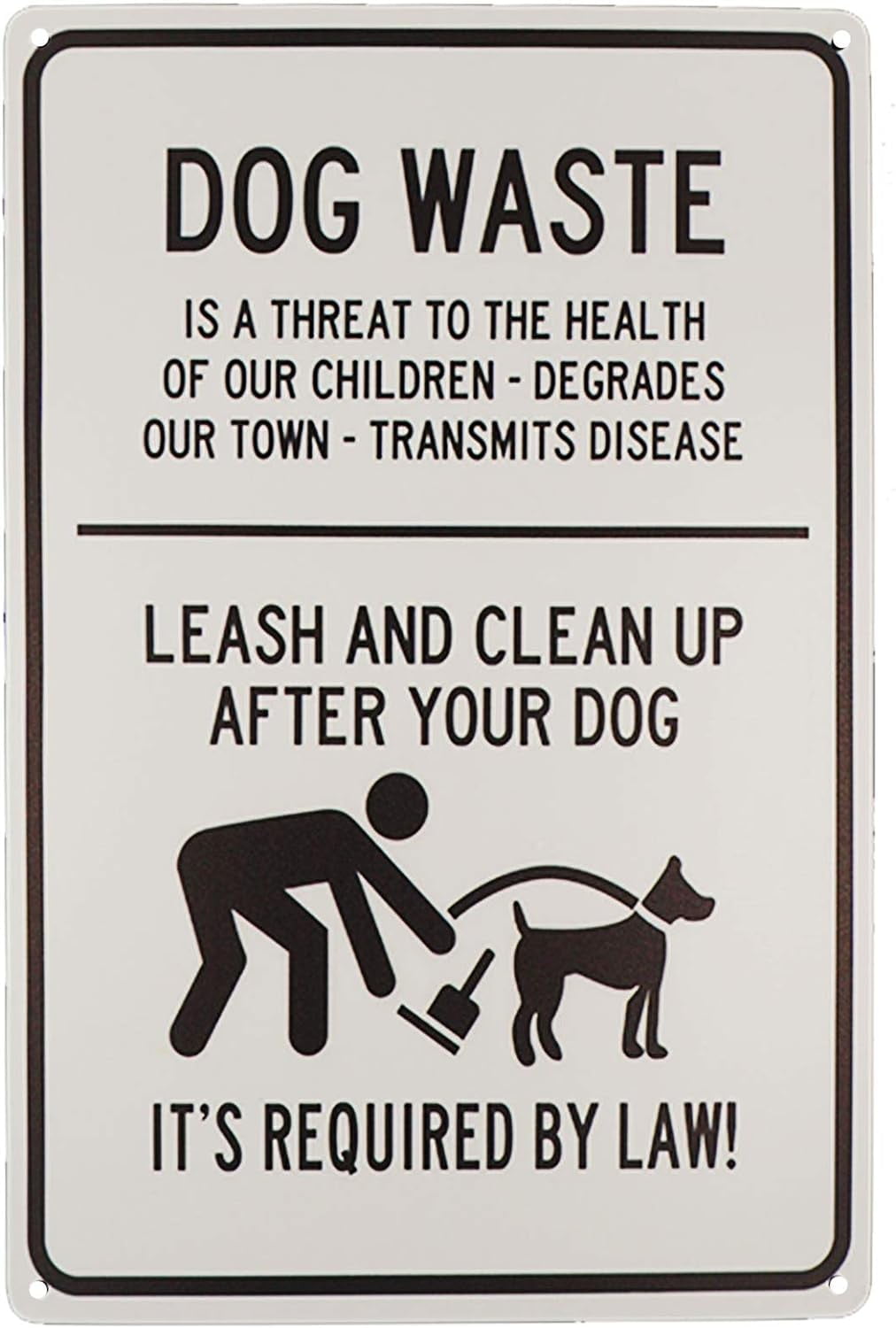 Dog Waste Leash and Clean Up After Your Dog Tin Signs Outdoor Park Yard ...