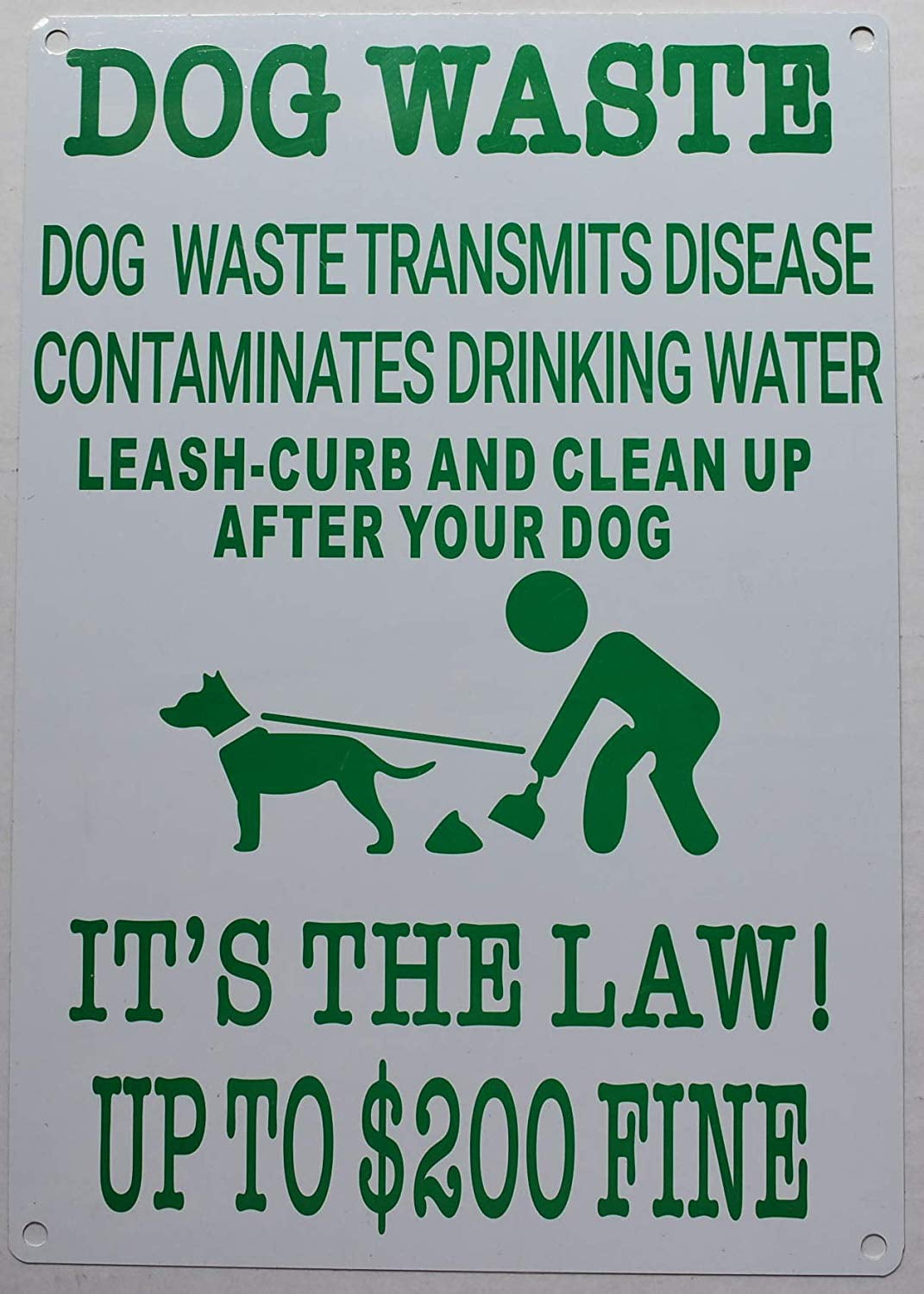 Dog Waste Transmits Disease Contaminates Drinking Water Sign(White ...