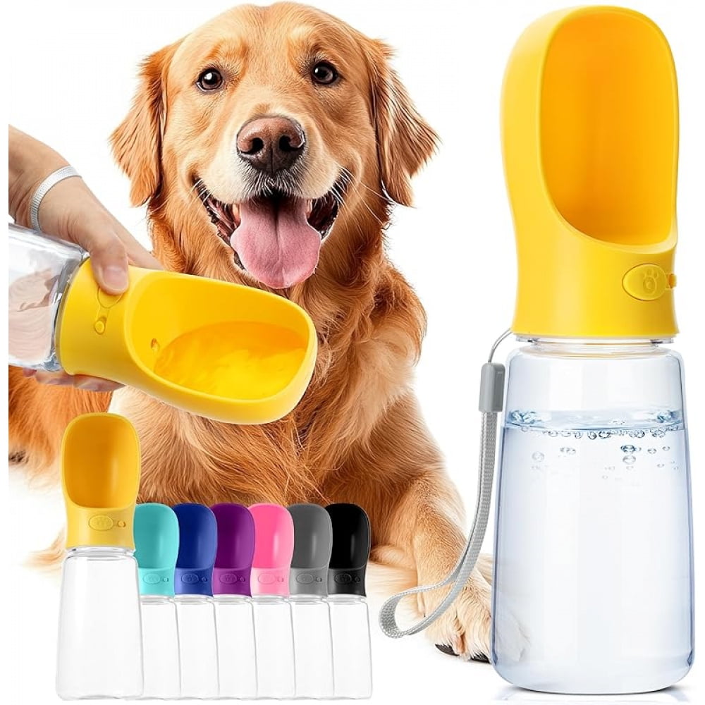 Dog Water Bottle, 19oz, Large, Yellow, Portable Dog Water Bottle ...