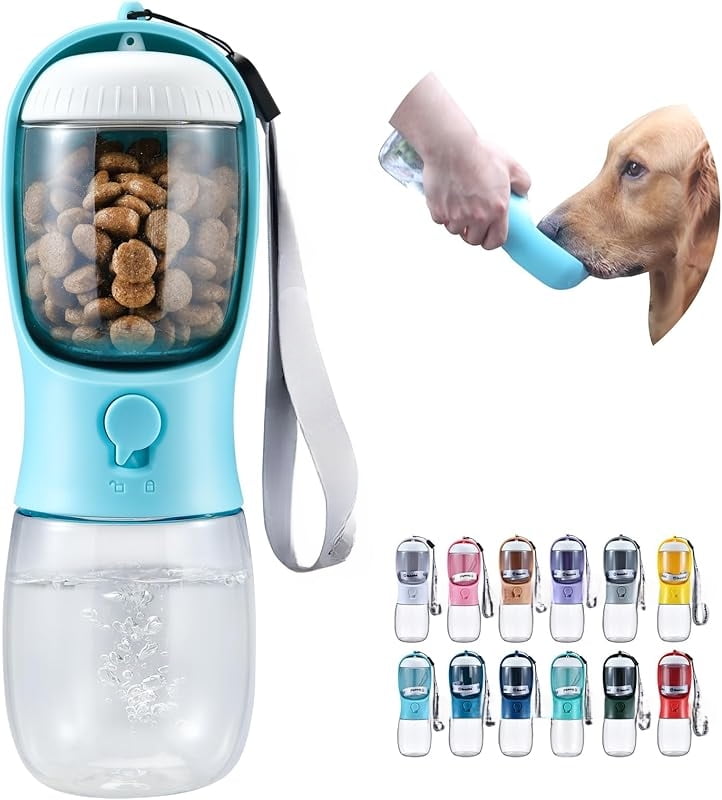 Dog Water Bottle with Food Container, Travel Puppy Water Bowl, Portable ...