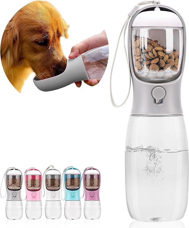 Dog Water Bottle,Portable Pet Water Bottle with Food Container,Outdoor ...