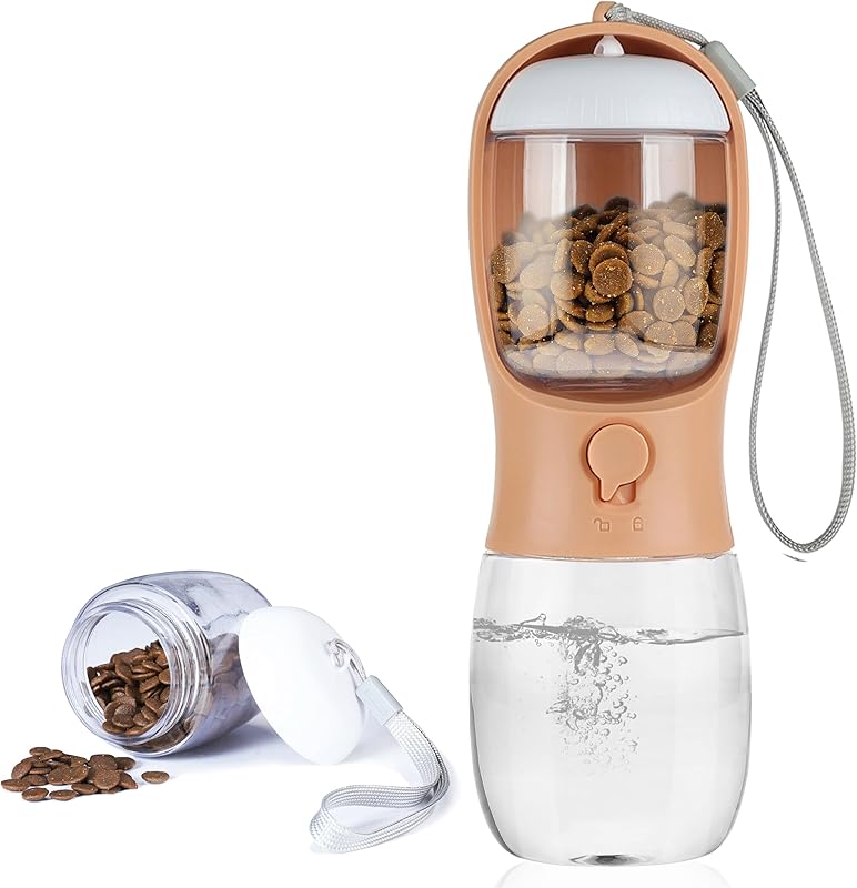 Dog Water Bottle,Portable Pet Water Bottle with Food Container,Outdoor ...