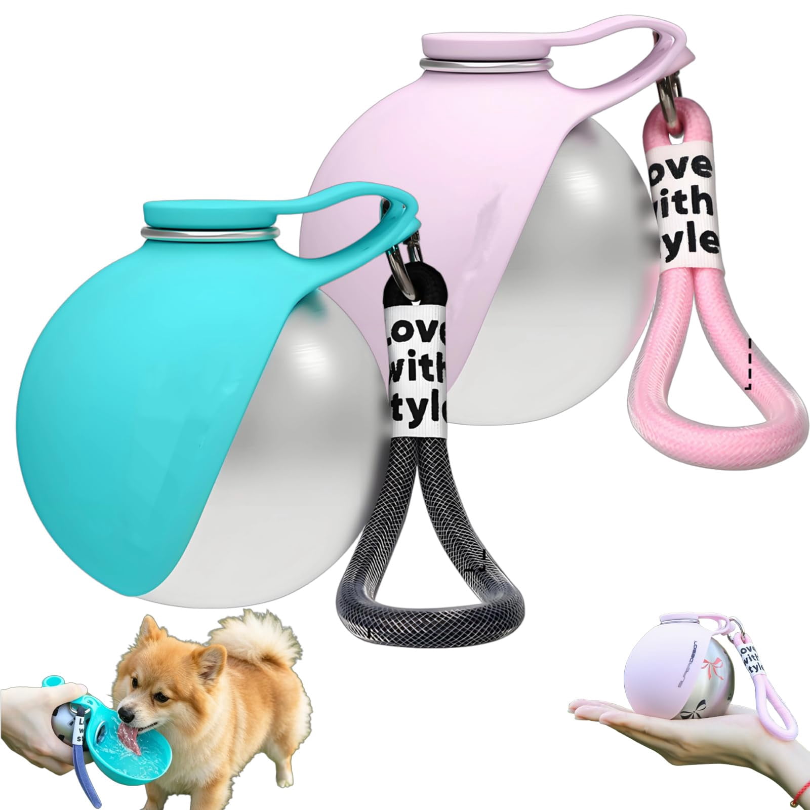 Dog Water Bottle, Stainless Steel Portable Pet Travel Flask with ...
