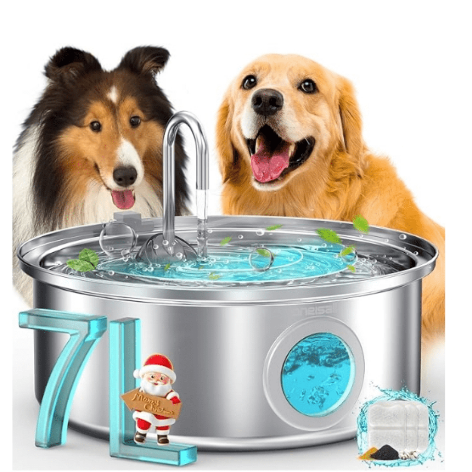 Dog Water Fountain, 7L/230/1.8G Quiet Dog Fountain Water Bowl ...