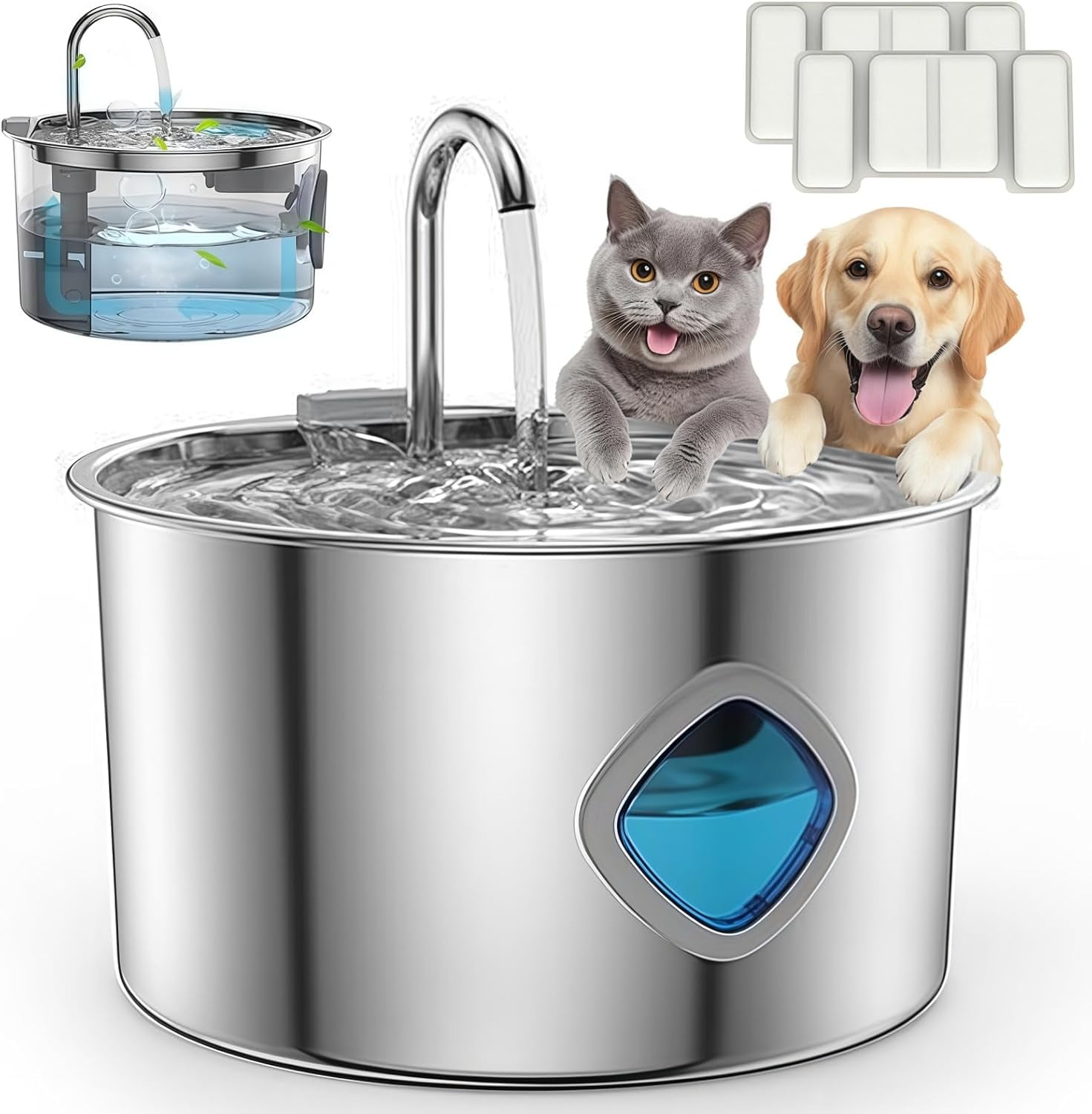 Dog Water Fountain,Large Capacity of 3.2L,Natural Circulation ...