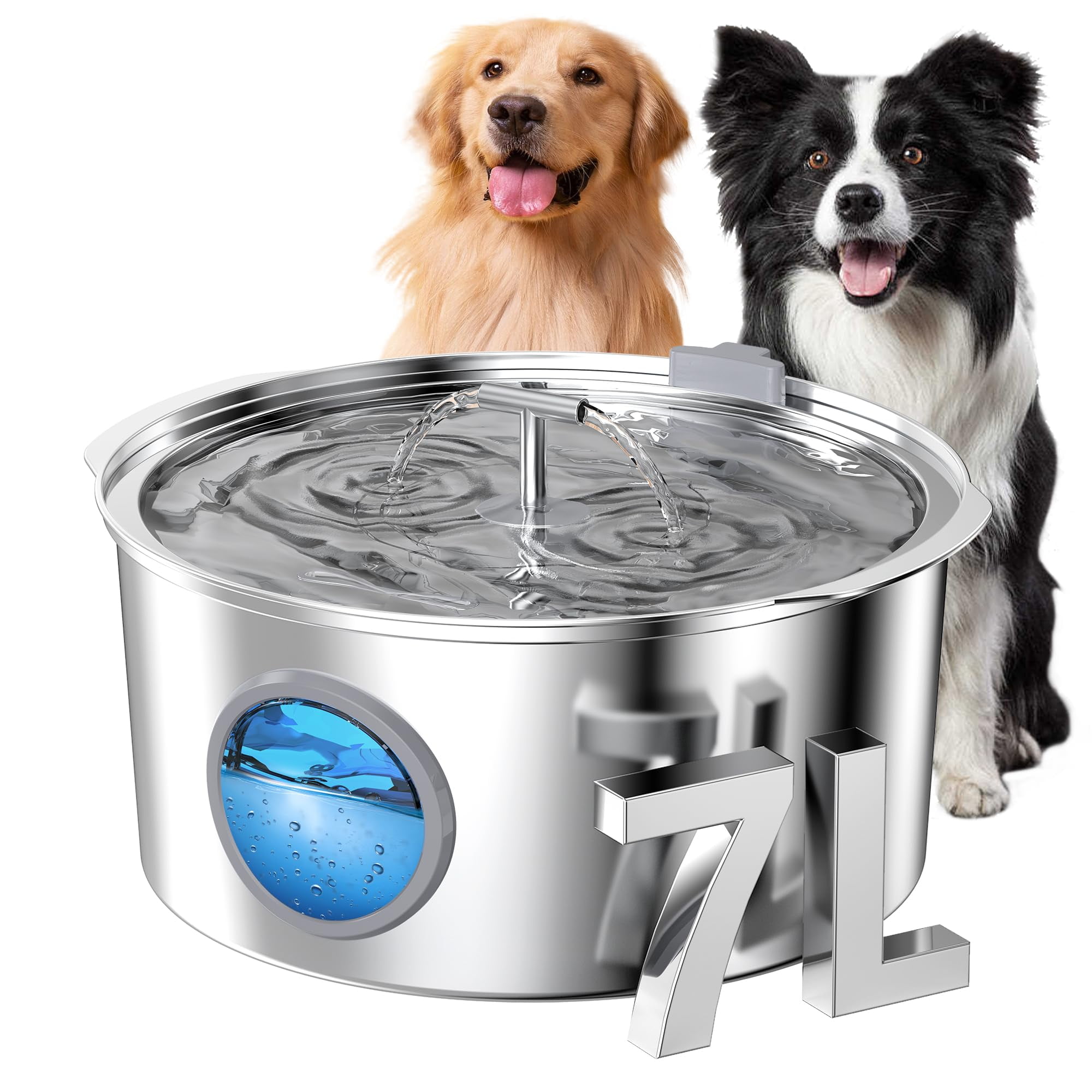 Dog Water Fountain for Large Dogs: 1.8Gal/7L Stainless Dog fountains ...