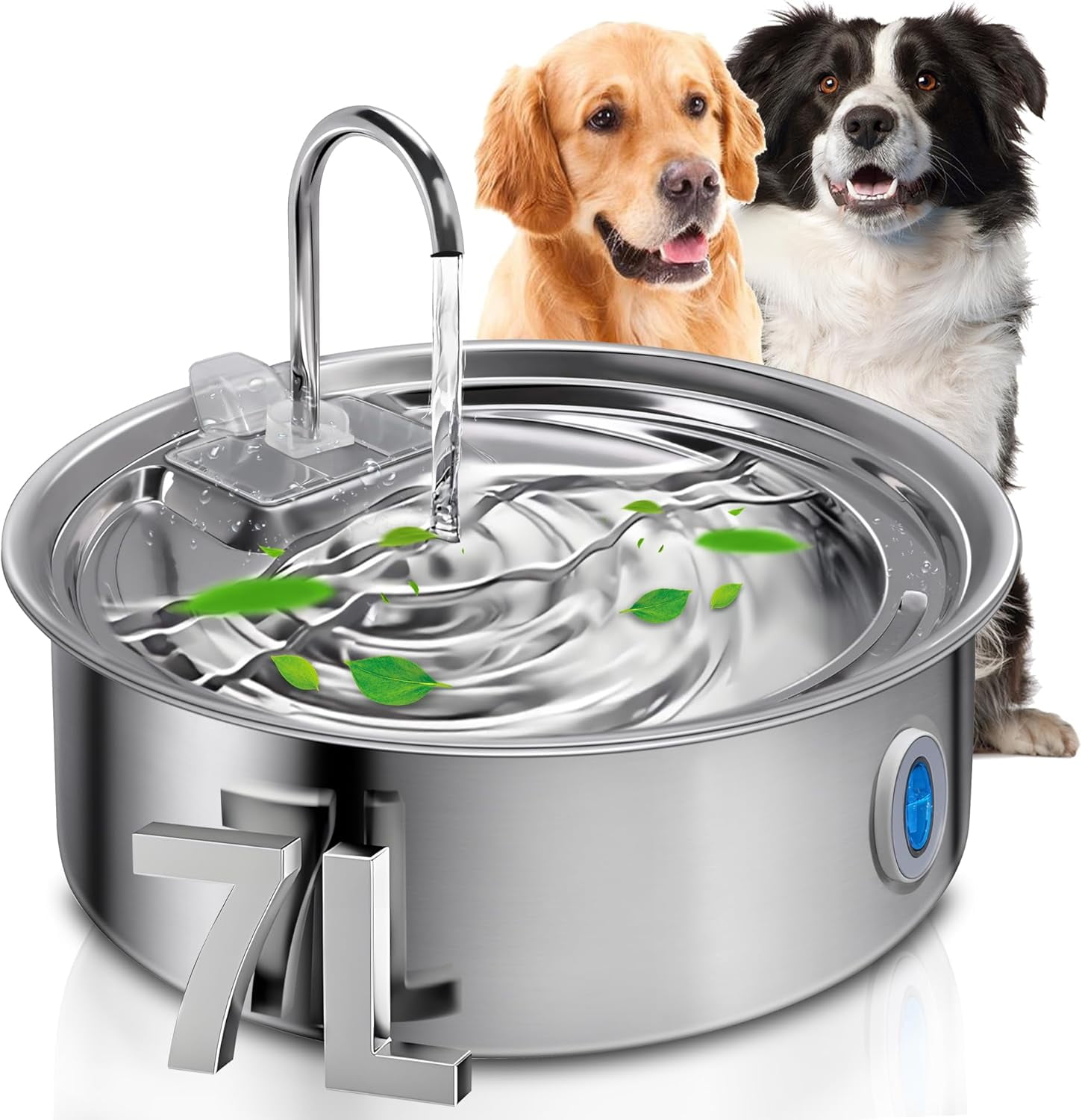 Dog Water Fountain for Large Dogs 7L/236oz/1.8G Stainless Steel Pet ...