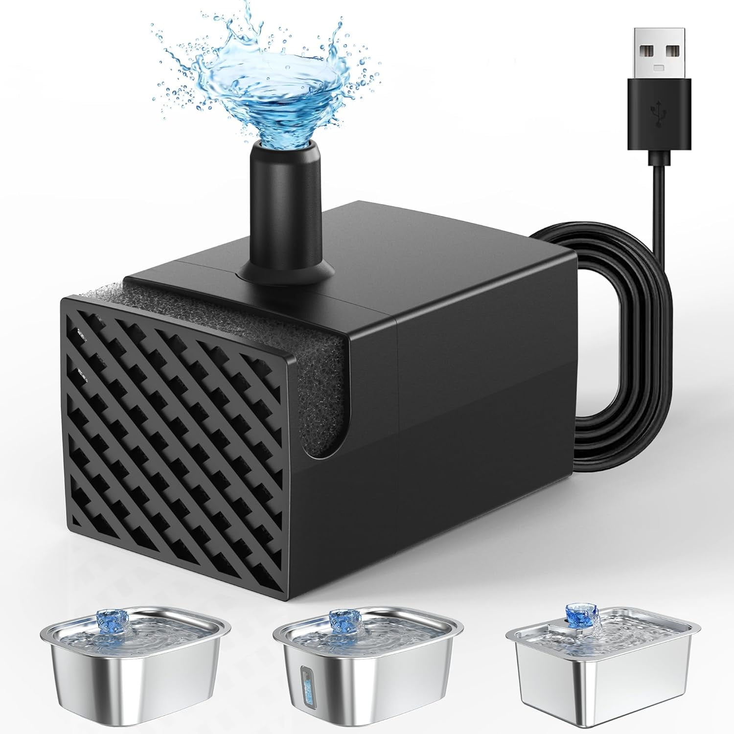 Dog Water Fountain Pump Replacement for Stainless Steel Pet Water Fountain for Large Dogs ...