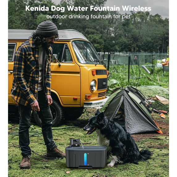 Dog Water Fountain Wireless, 2.1GAL/8L Large Dog Water Fountain Battery ...