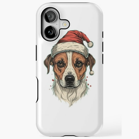 Dog Wearing Festive Holiday Hat Cartoon Artwork Phone Case for iPhone ...