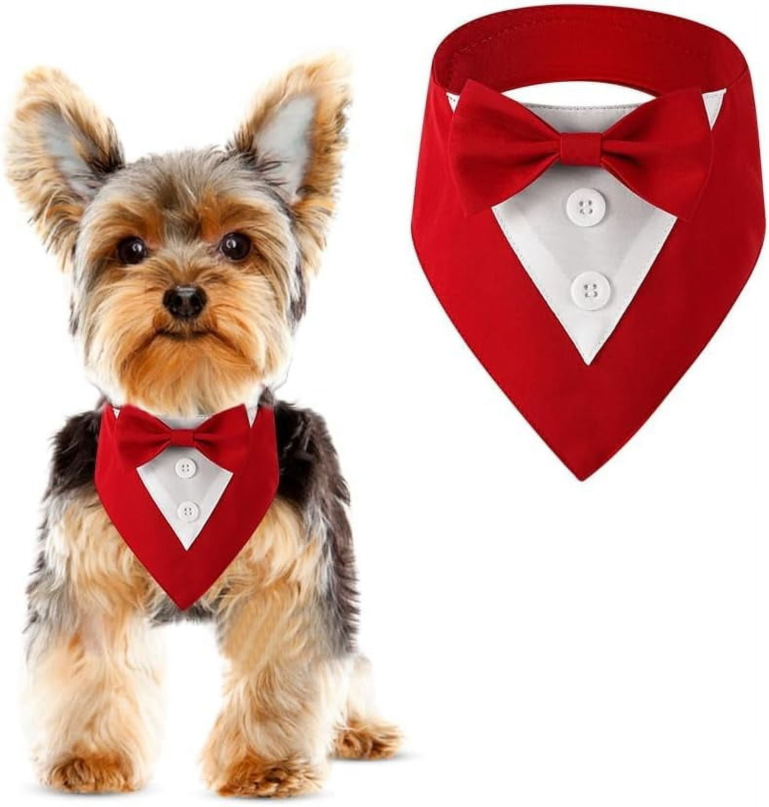 Dog Wedding Bandana, Formal Dog Tuxedo Adjustable Pet Collar with Bow ...