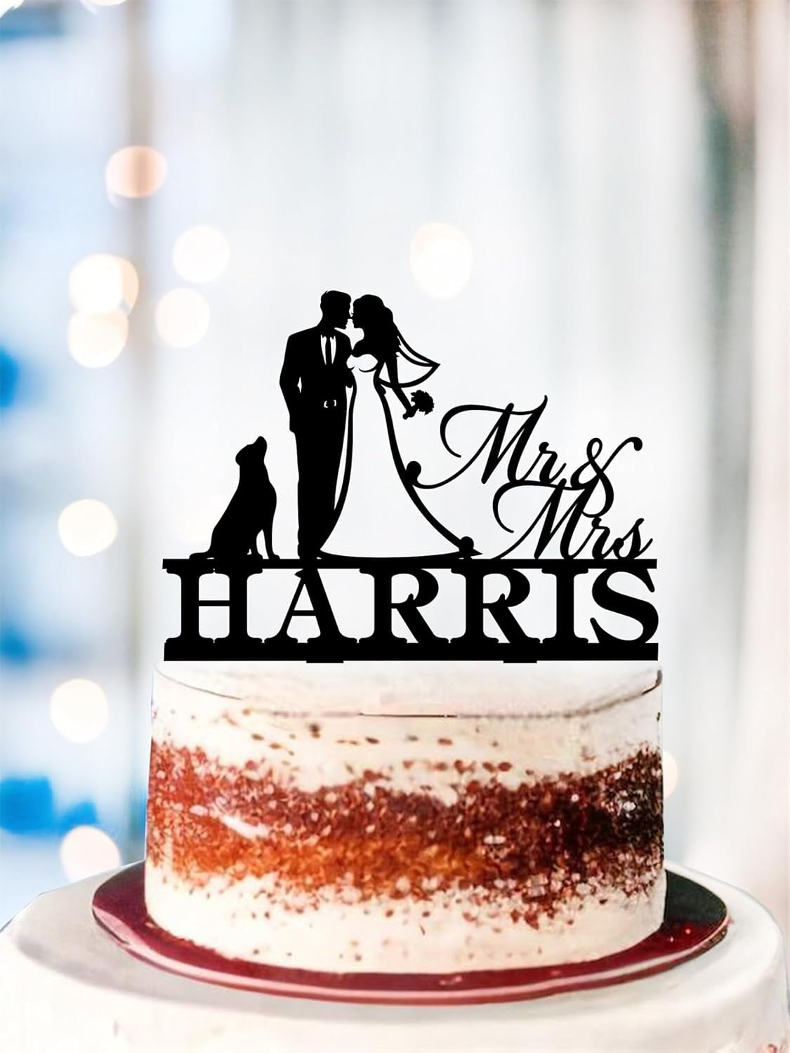 Dog Wedding Cake Topper, Custom Mr and Mrs Topper With Dog, Dogs Cake ...