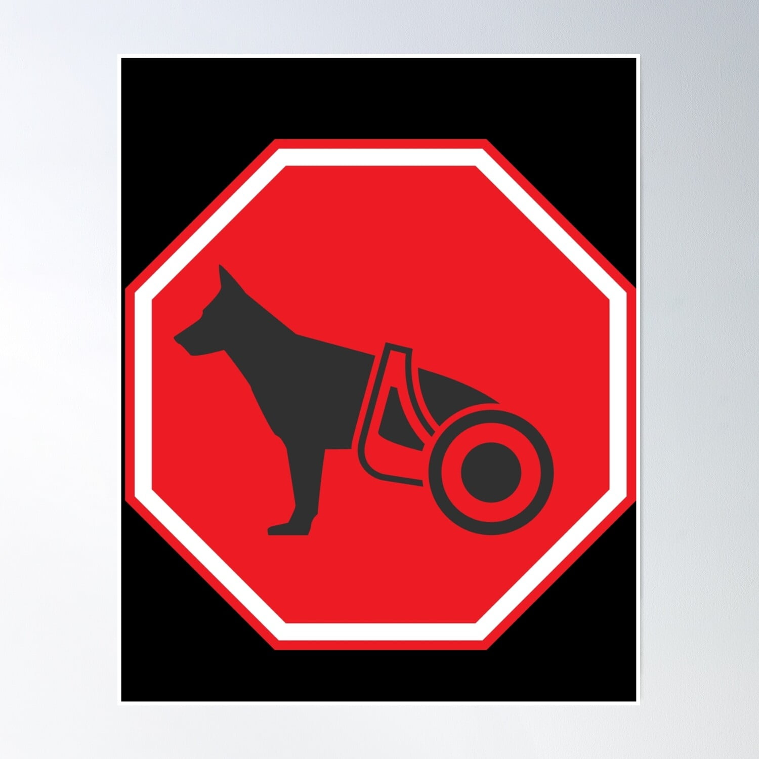 Dog Wheelchair Disabled Sign Poster Wall Art, Modern Wall Decor, 16x24 ...