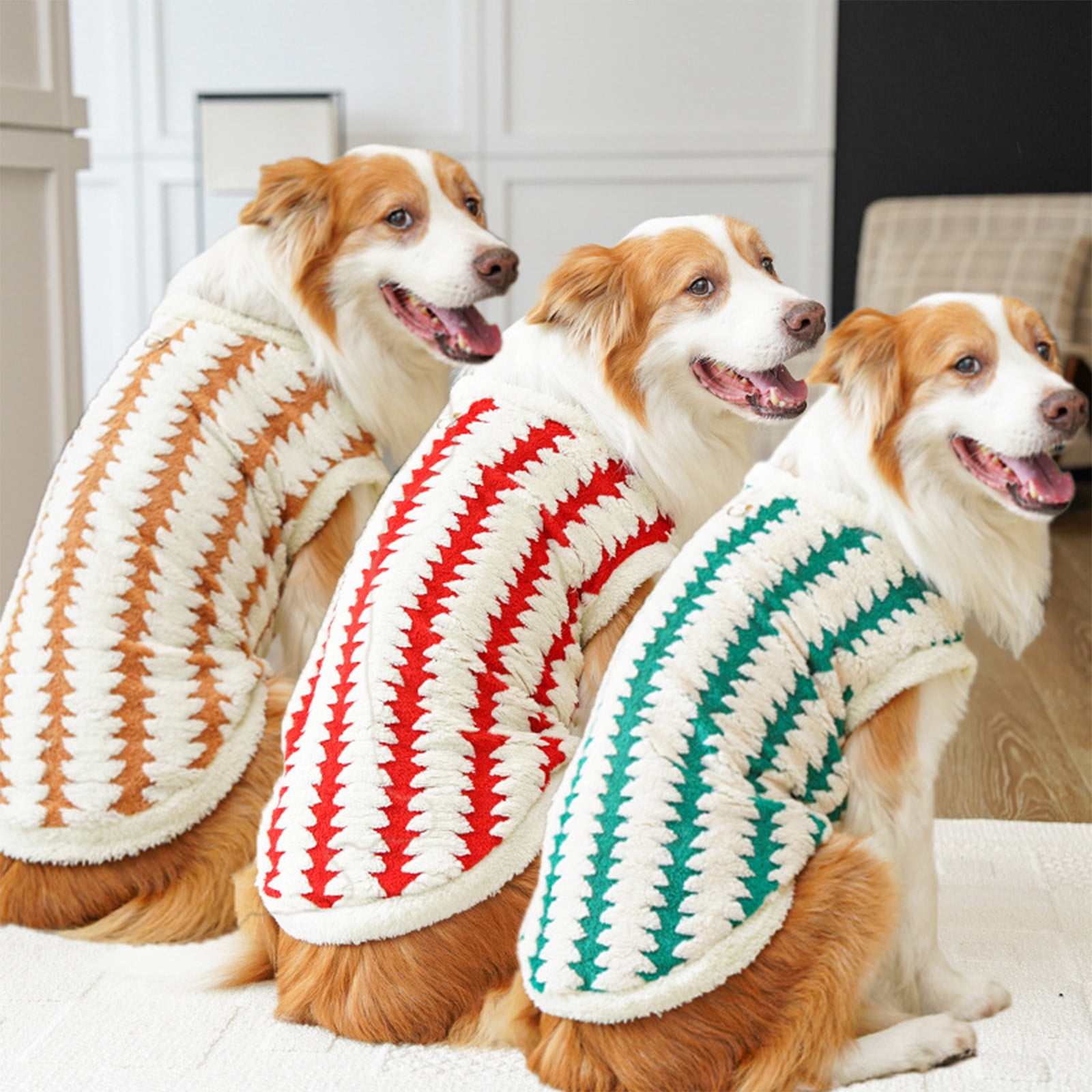Dog Winter Clothes Cat Casual Warm Striped Plush Sweater Fall Pet ...