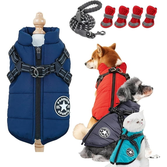 Dog Winter Coat, 2026 New Waterproof 3 in 1 Winter Jacket with Harness ...