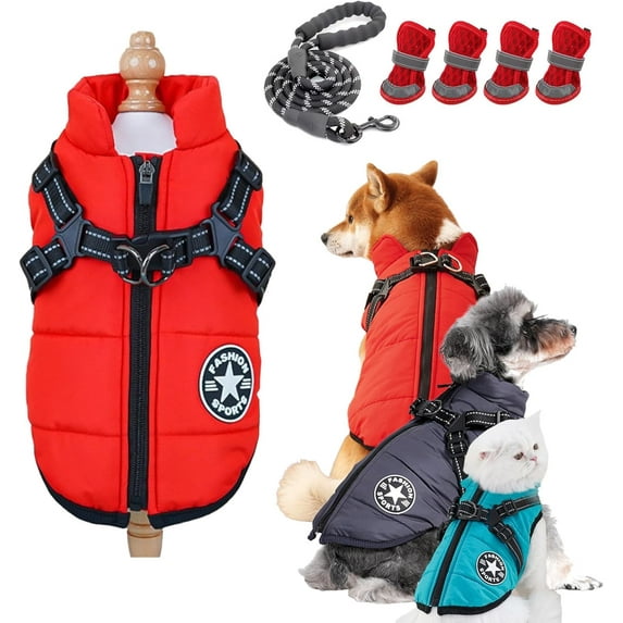 Dog Winter Coat, 2026 New Waterproof 3 in 1 Winter Jacket with Harness ...