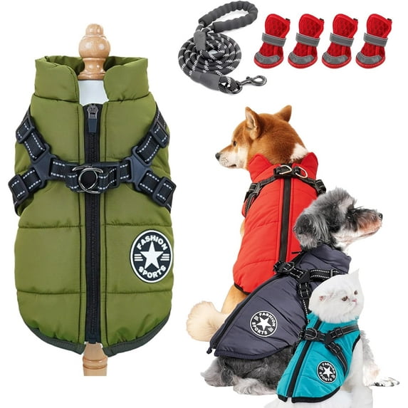 Dog Winter Coat, 2026 New Waterproof 3 in 1 Winter Jacket with Harness ...