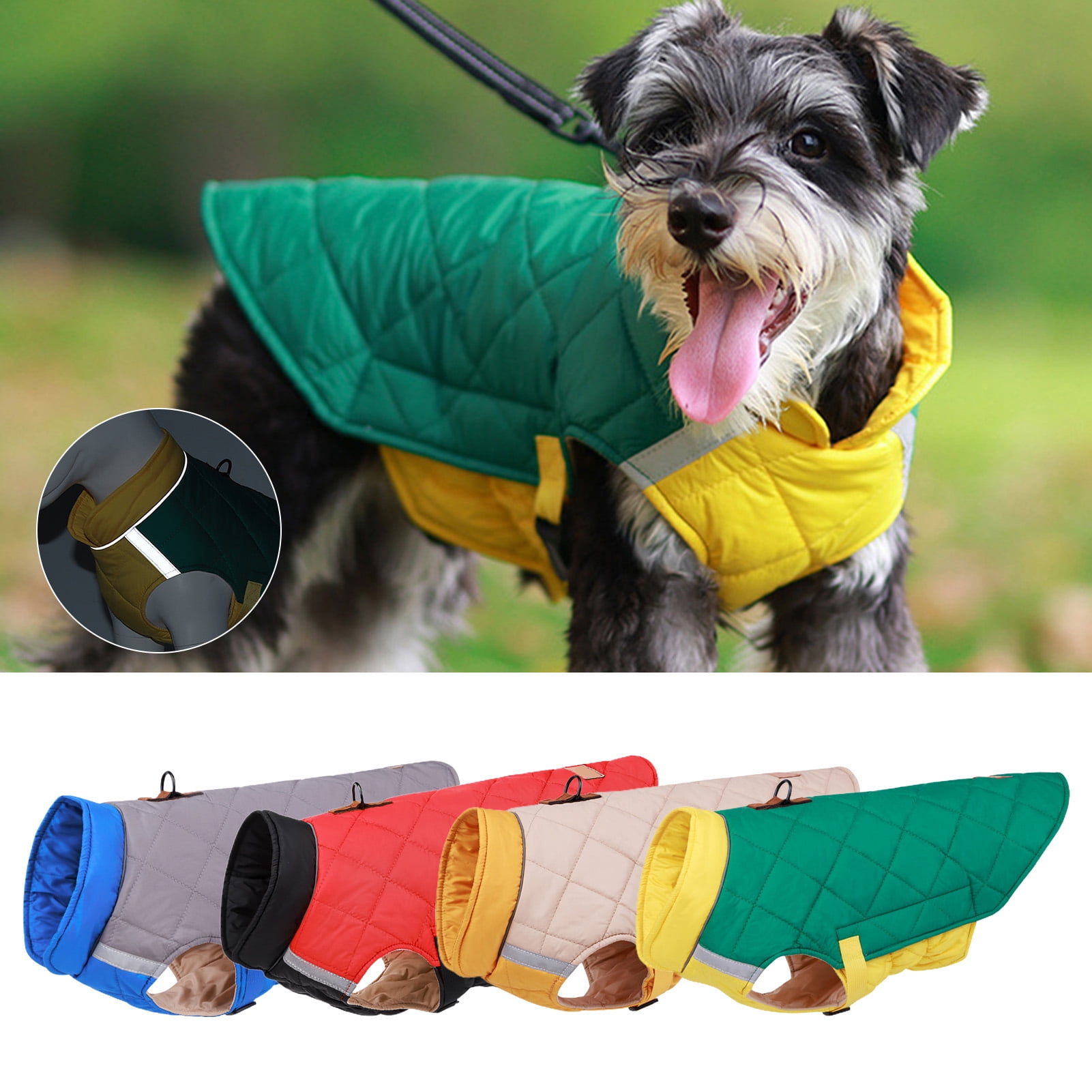 Dog Winter Coat, Dog Jacket with Reflective Stripes, Christmas Waterproof Dog Sweater with ...