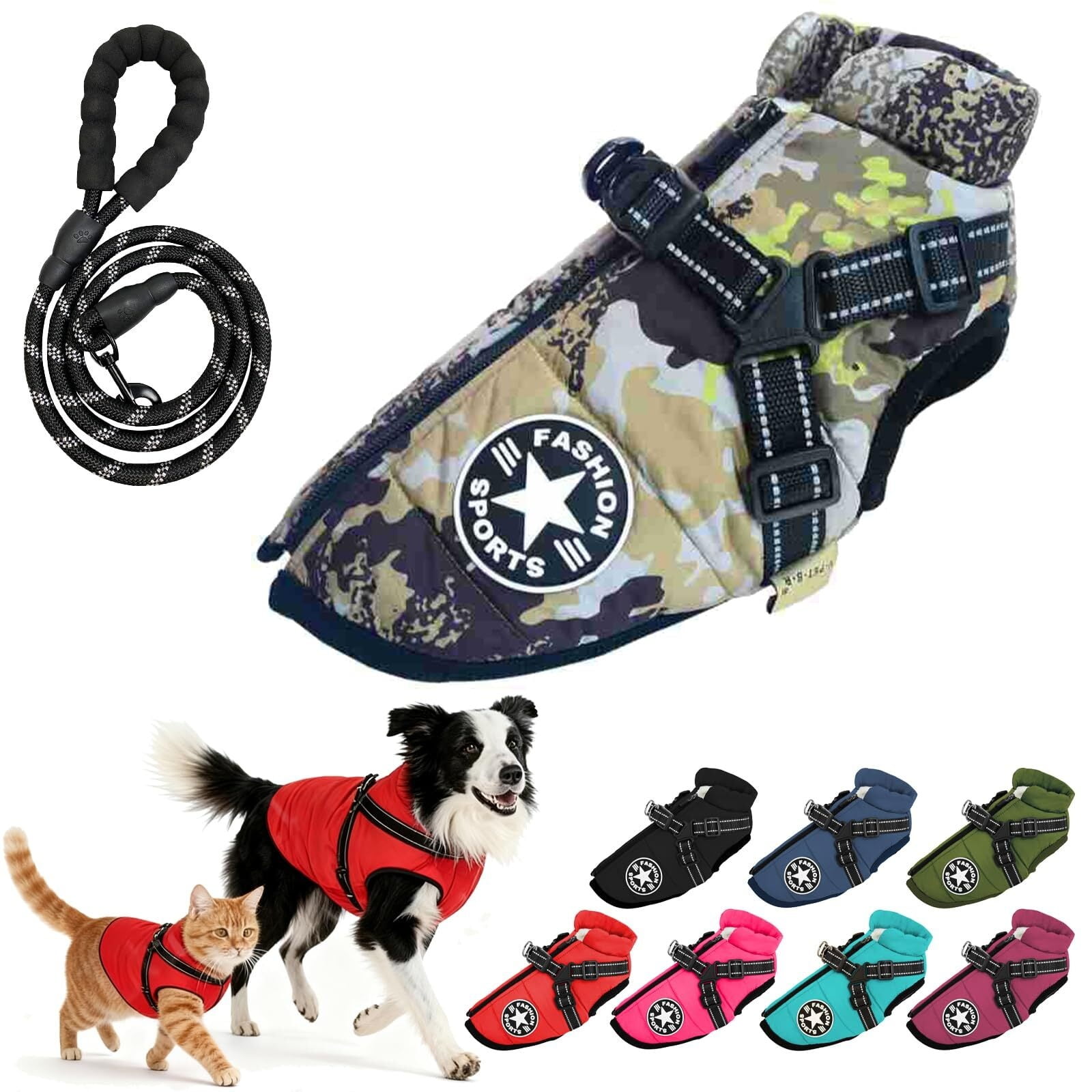 Dog Winter Coat with Harness, 3-in-1 Windproof Jacket for Small, Medium ...