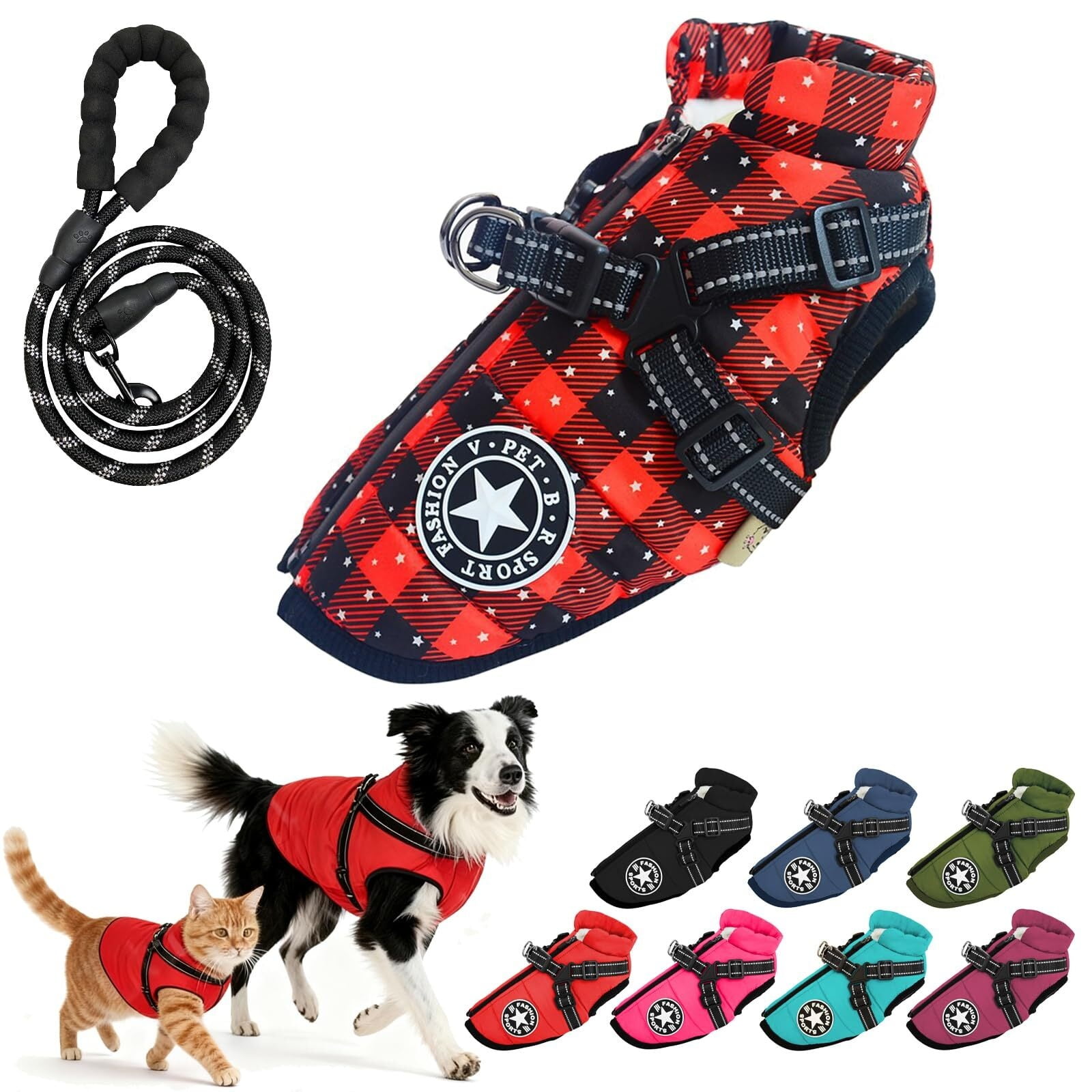 Dog Winter Coat with Harness, 3-in-1 Windproof Jacket for Small, Medium ...