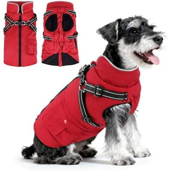 Dog Winter Coat with Harness Built-in | Waterproof Dog Jacket with ...