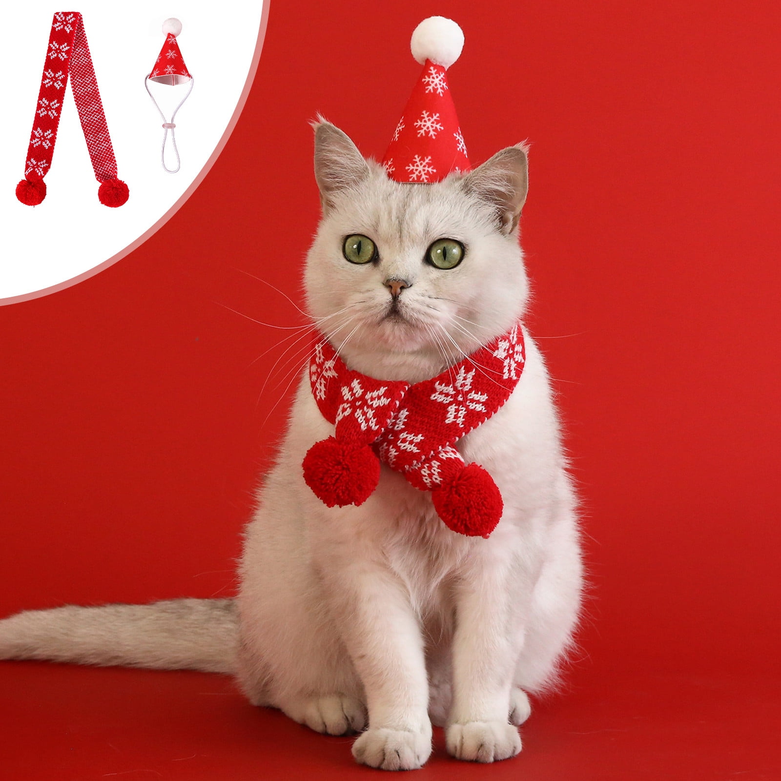 Dog Winter Hat, Dog Hat & Scarf Set, Dog Knitted Hat Pet Christmas ...