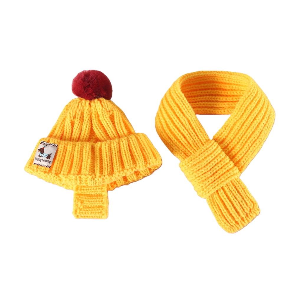 Dog Winter Hat Scarf Set,Knitted Pet Hat New Year Winter Warm Cap Dog ...