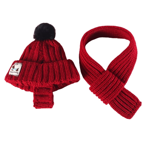 Dog Winter Hat Scarf Set,Knitted Pet Hat New Year Winter Warm Cap Dog ...