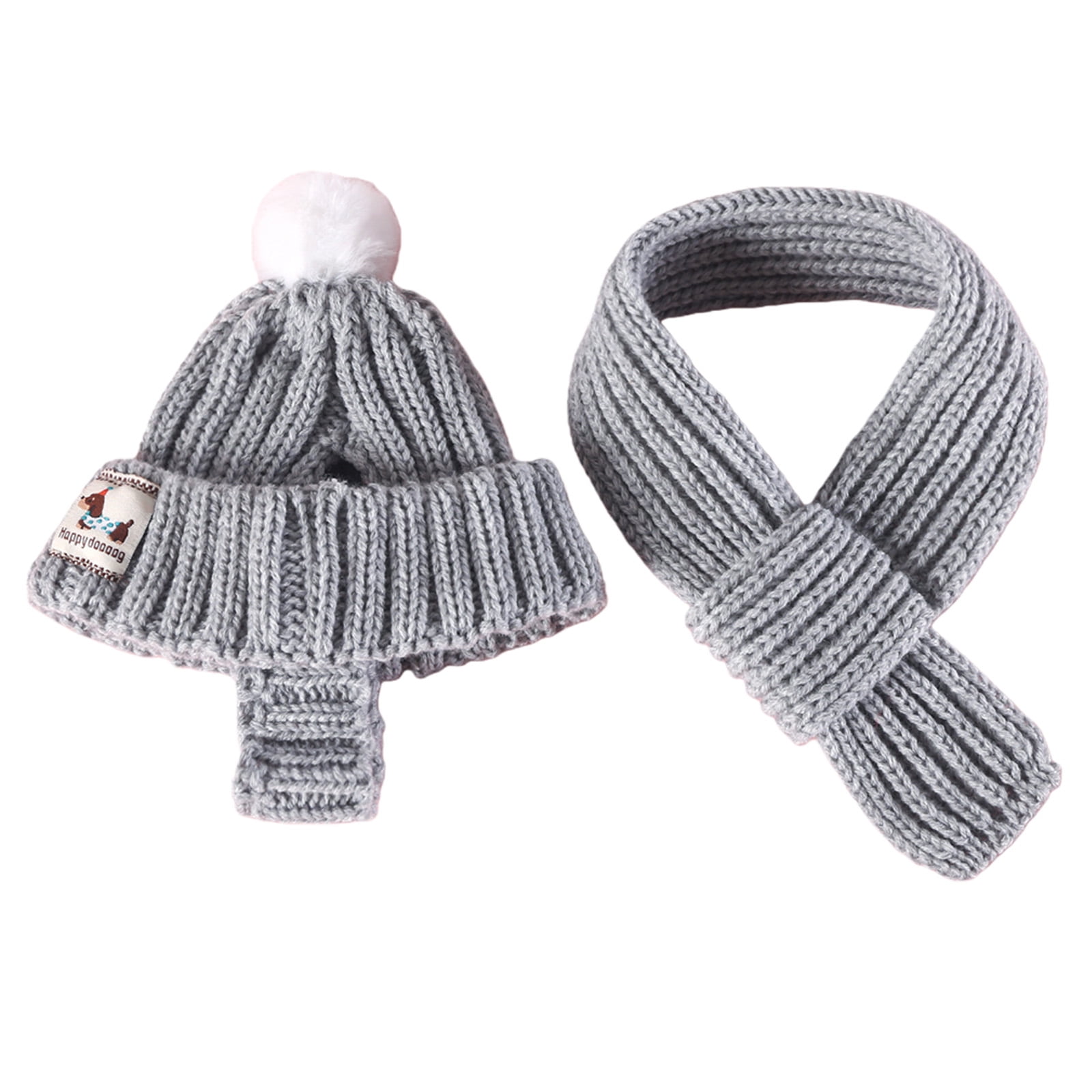 Dog Winter Hat Scarf Set,Knitted Pet Hat New Year Winter Warm Cap Dogs ...