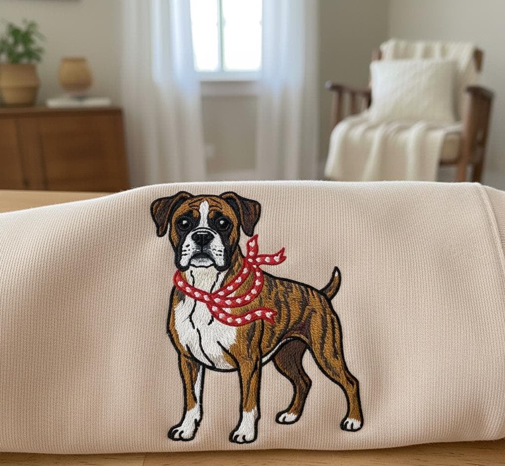 Dog With Scarf Embroidered Sweatshirt, Cute Rottweiler Design, Cozy Pet ...