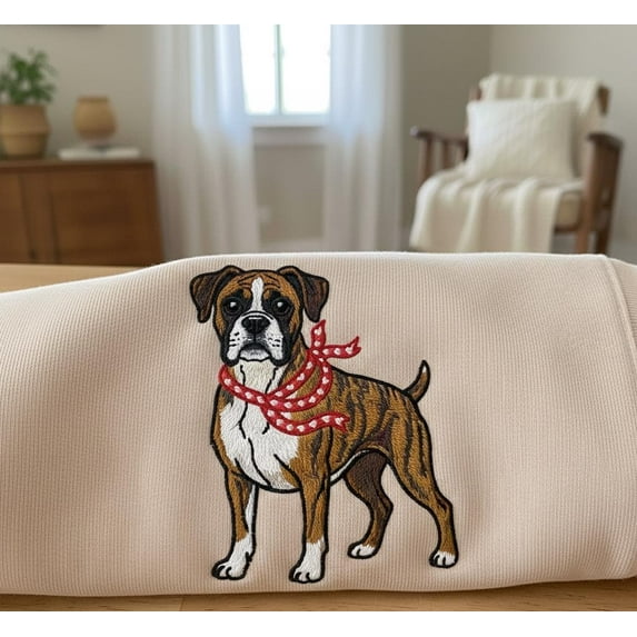 Dog With Scarf Embroidered Sweatshirt, Cute Rottweiler Design, Cozy Pet ...