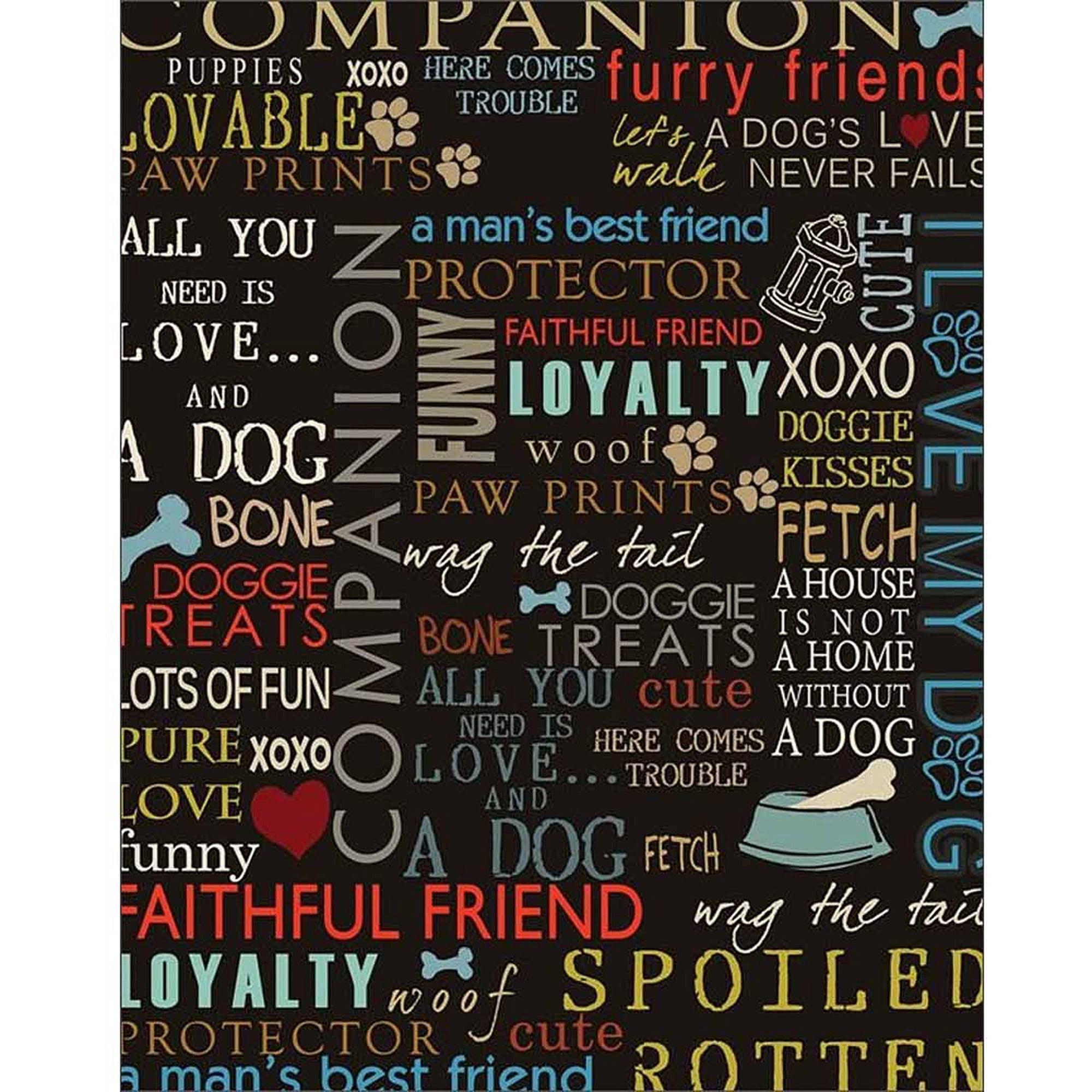 Dog Words Paw Print Bone Fire Hydrant Inspirational Pet Collage ...