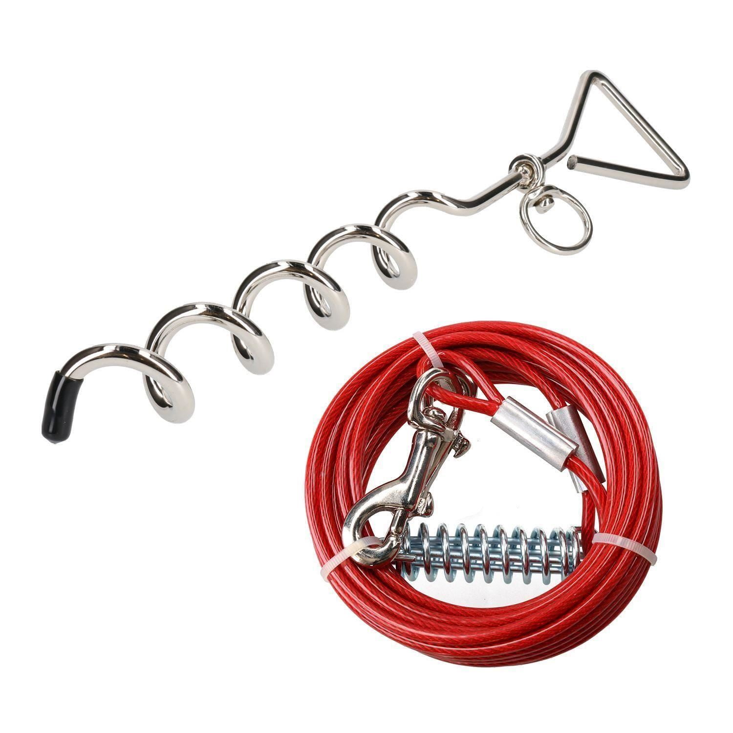 Dog Yard Stake Out Spike & 30ft Weather Resistant Strong Tie Out Cable ...